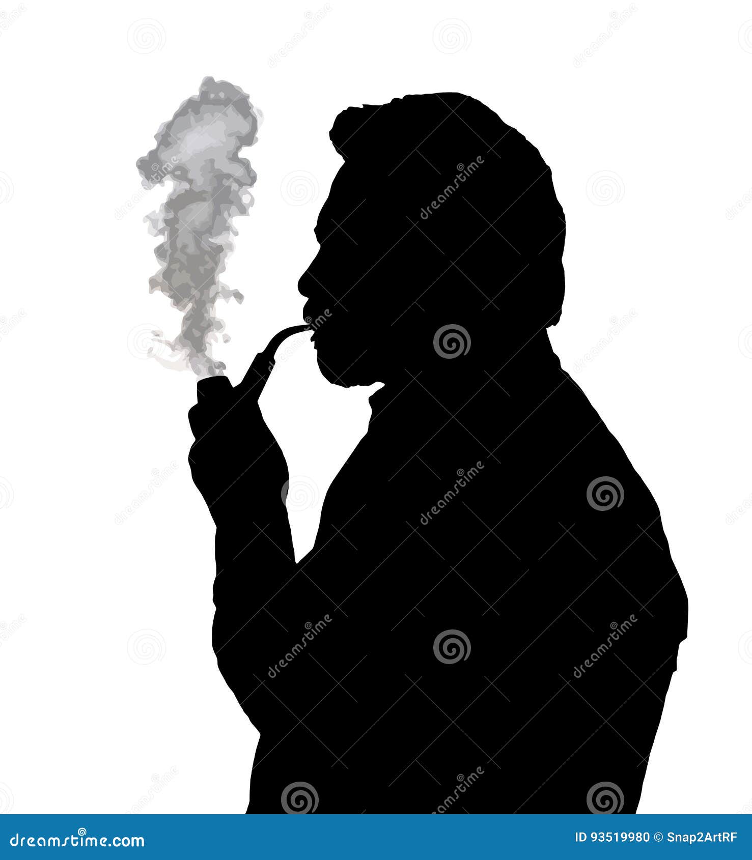 Silhouette of Bearded Man Smoking Pipe Thinking Stock Vector ...