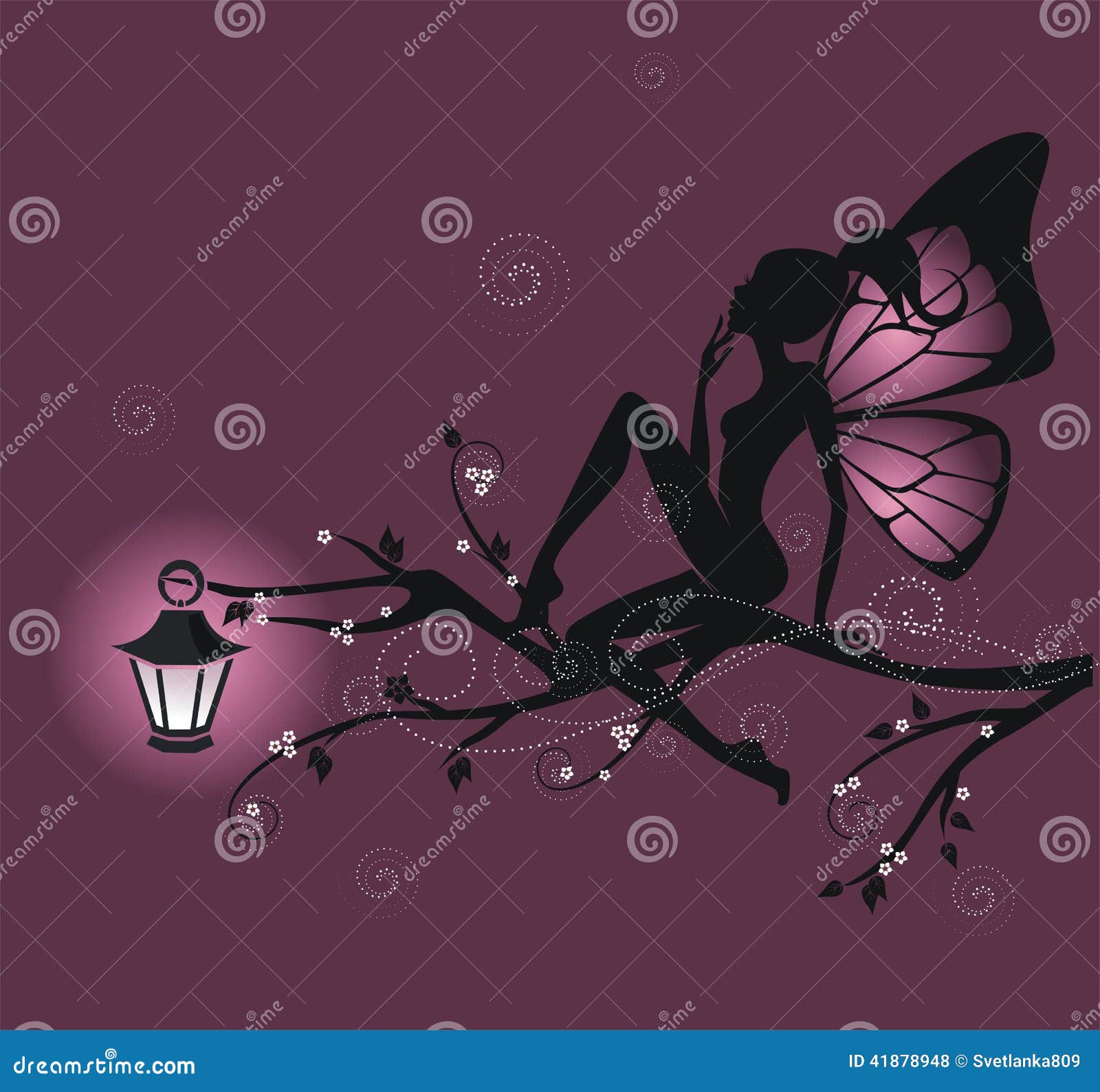 Silhouette of a Beautiful Fairy Stock Vector - Illustration of lantern ...