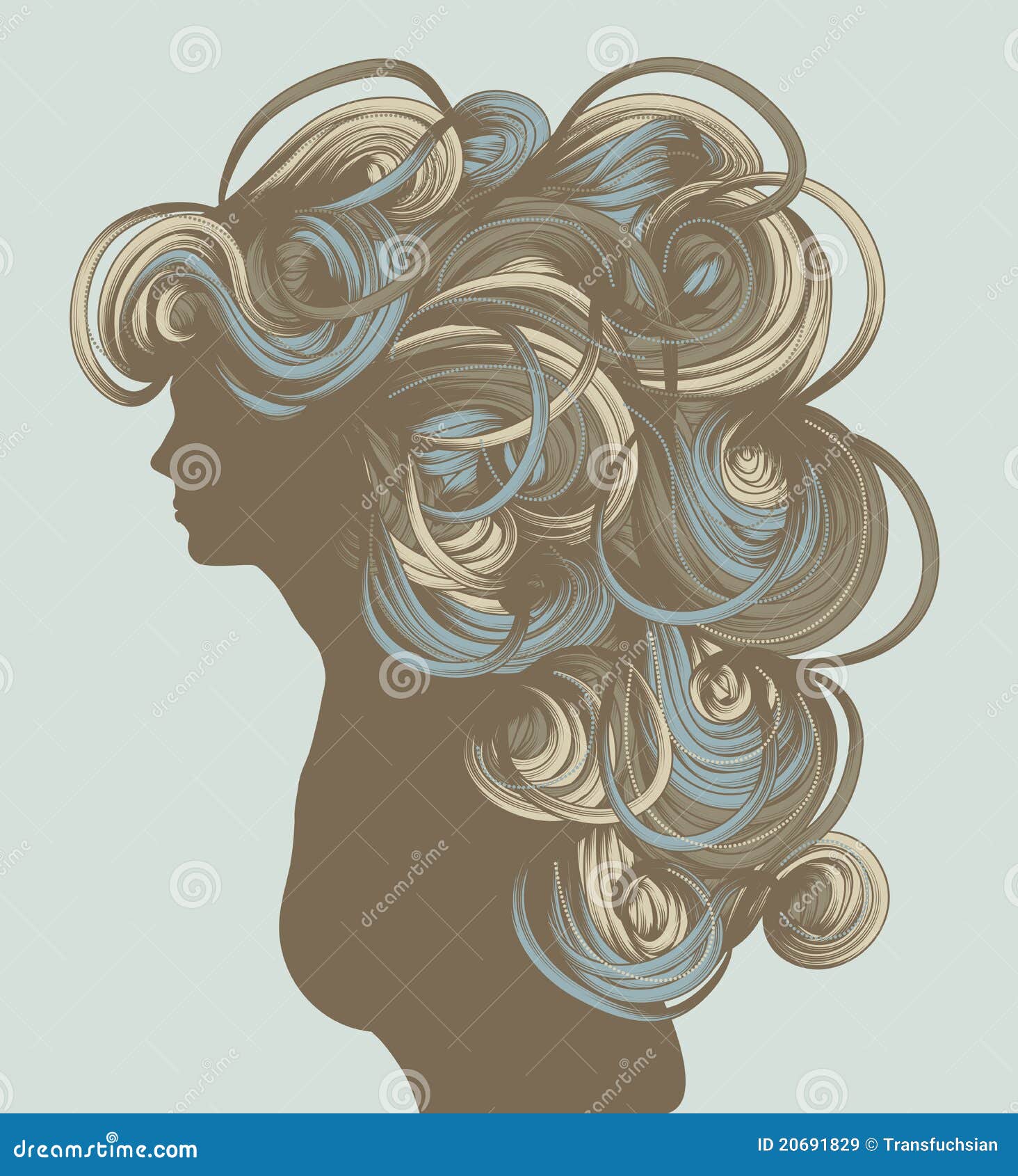 Silhouette of Beautiful Hand Drawn Woman Stock Vector - Illustration of ...