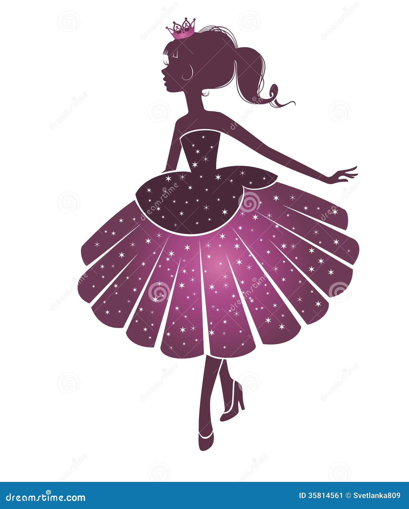 Silhouette of a Beautiful Princess Stock Illustration - Illustration of ...