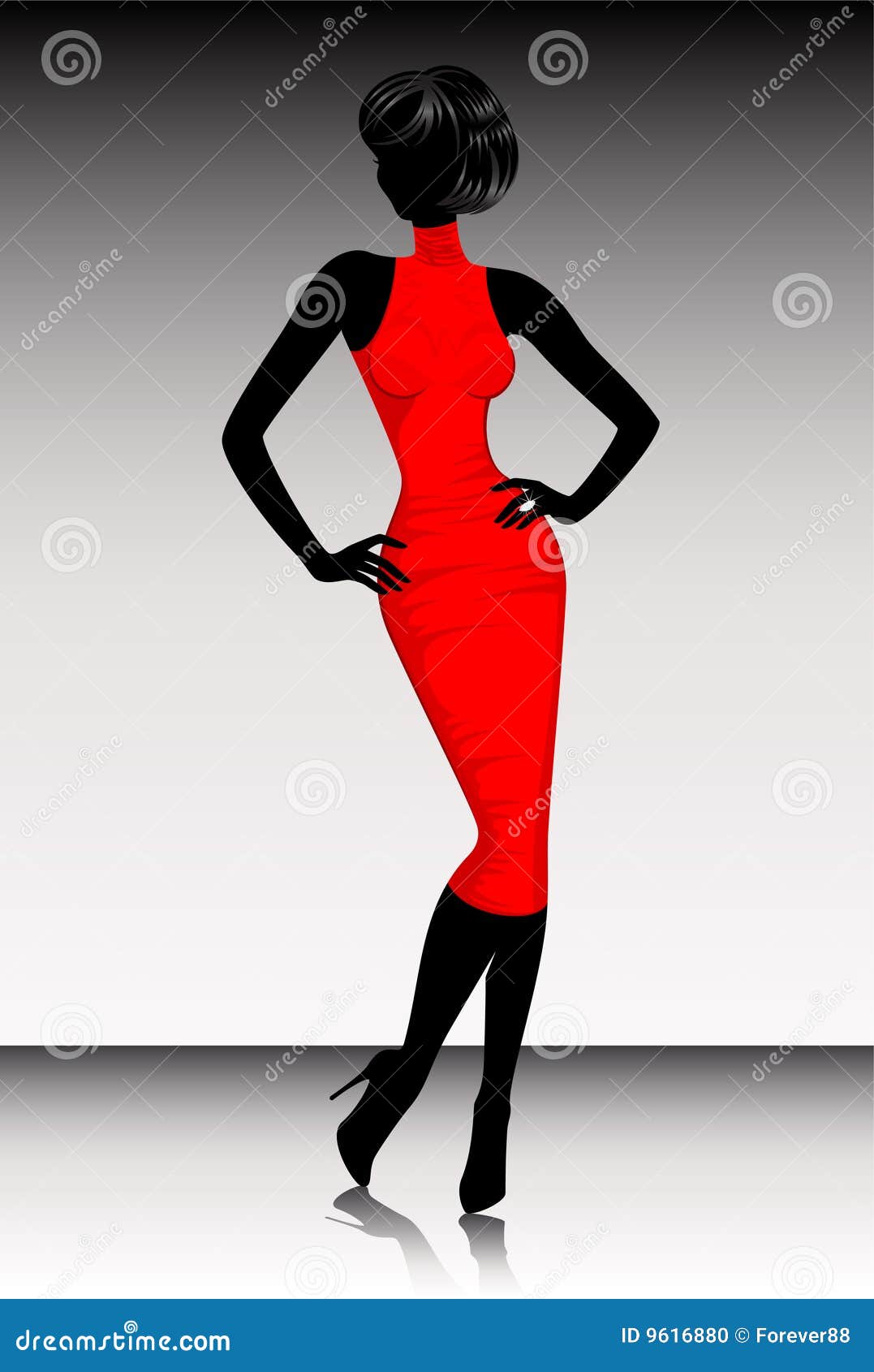 Silhouette Beautiful woman stock vector. Illustration of elegance - 9616880
