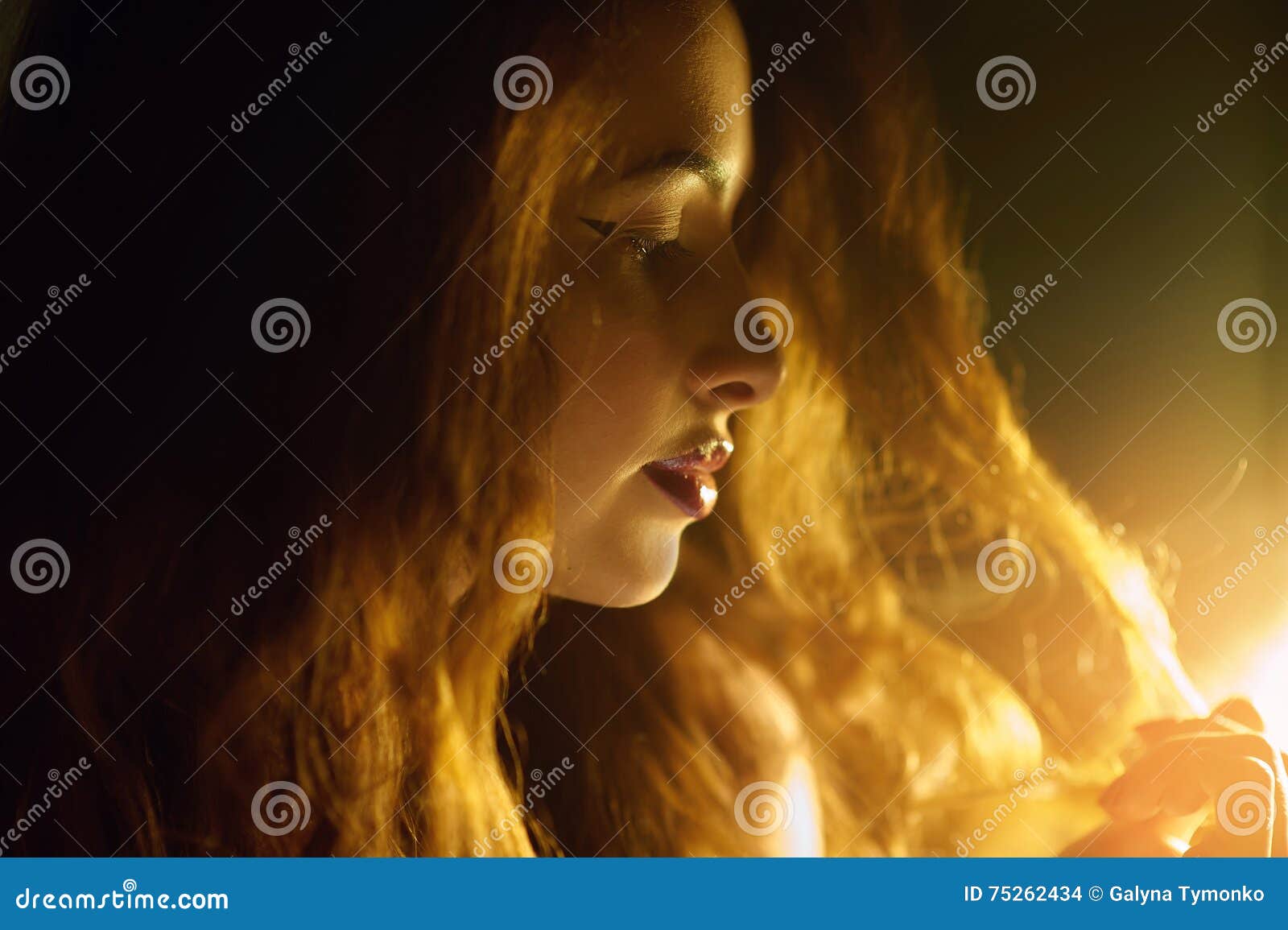 Silhouette of a Beautiful Young Woman Backlit Stock Photo - Image of ...