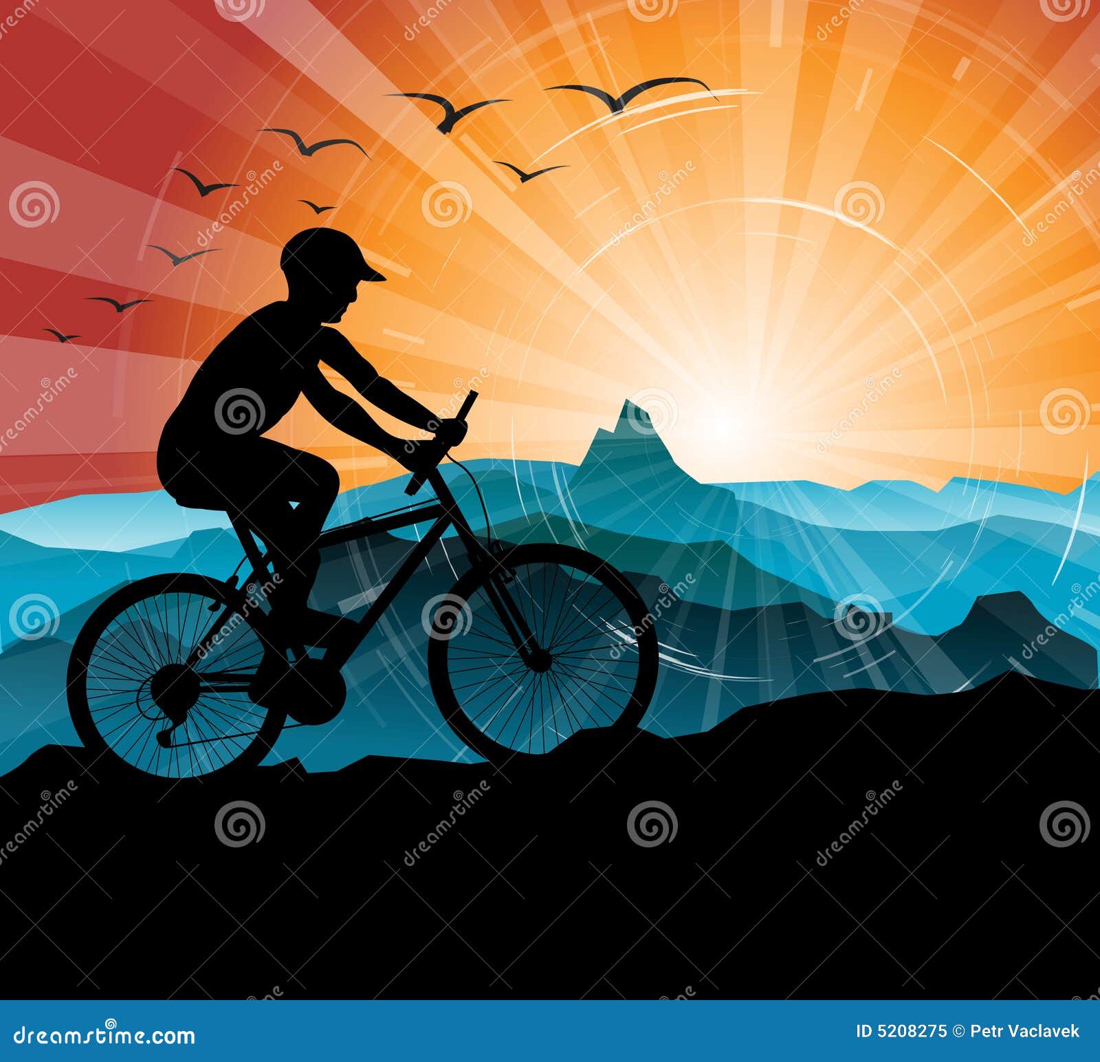 Silhouette of the biker stock vector. Illustration of biking - 5208275