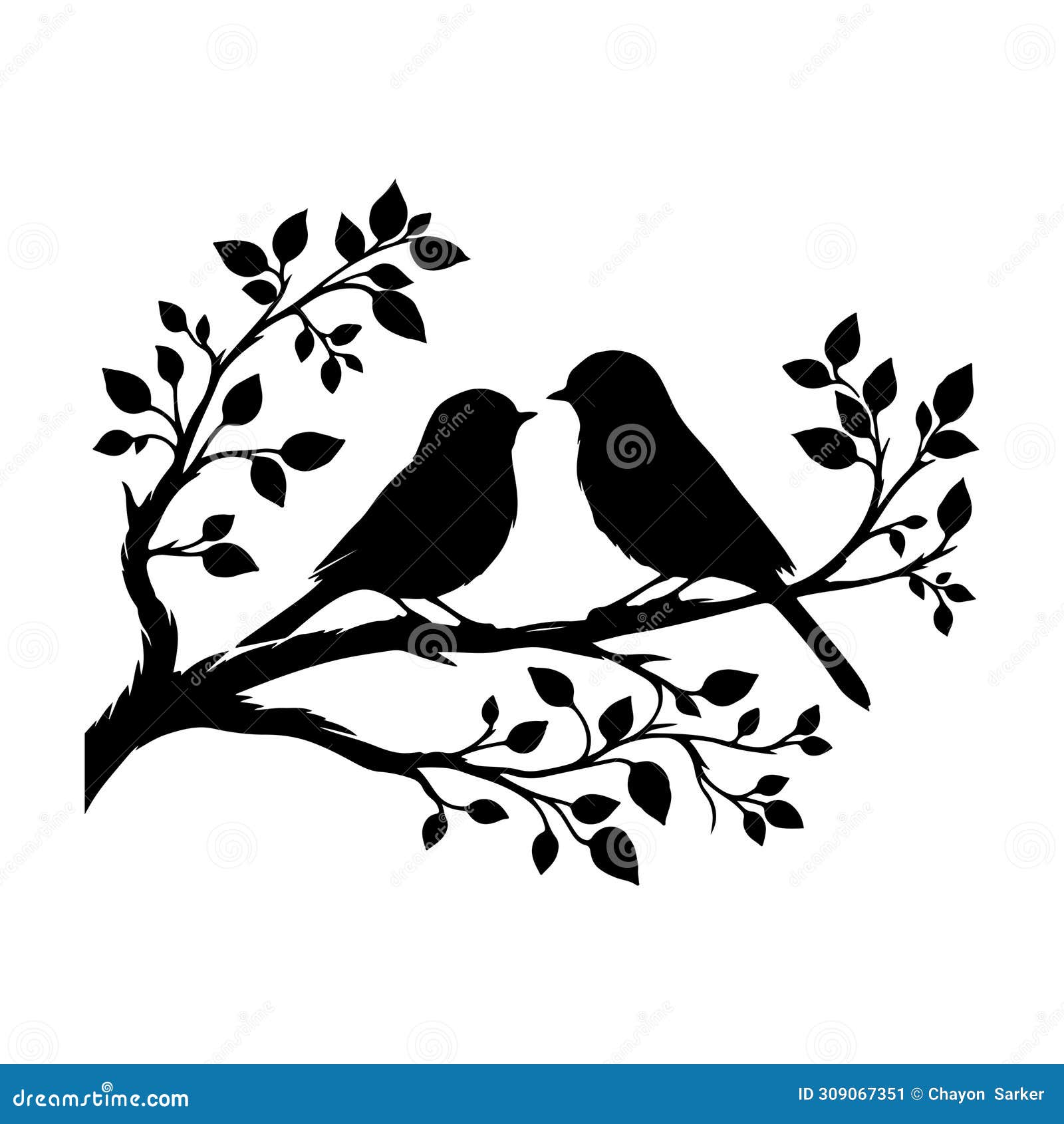 Silhouette of Bird and Branch Vector Illustration Stock Vector ...