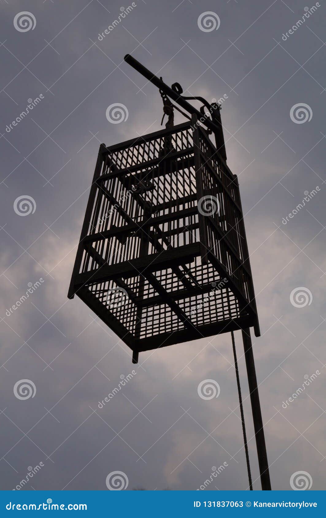 Silhouette of Bird Cage on Sky. Stock Image - Image of caged, black ...