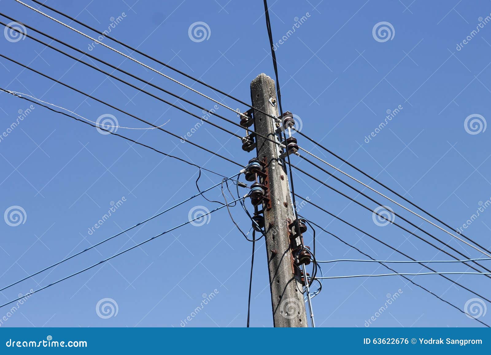 Silhouette Bird between Electricity Wire Cable Stock Photo - Image of ...