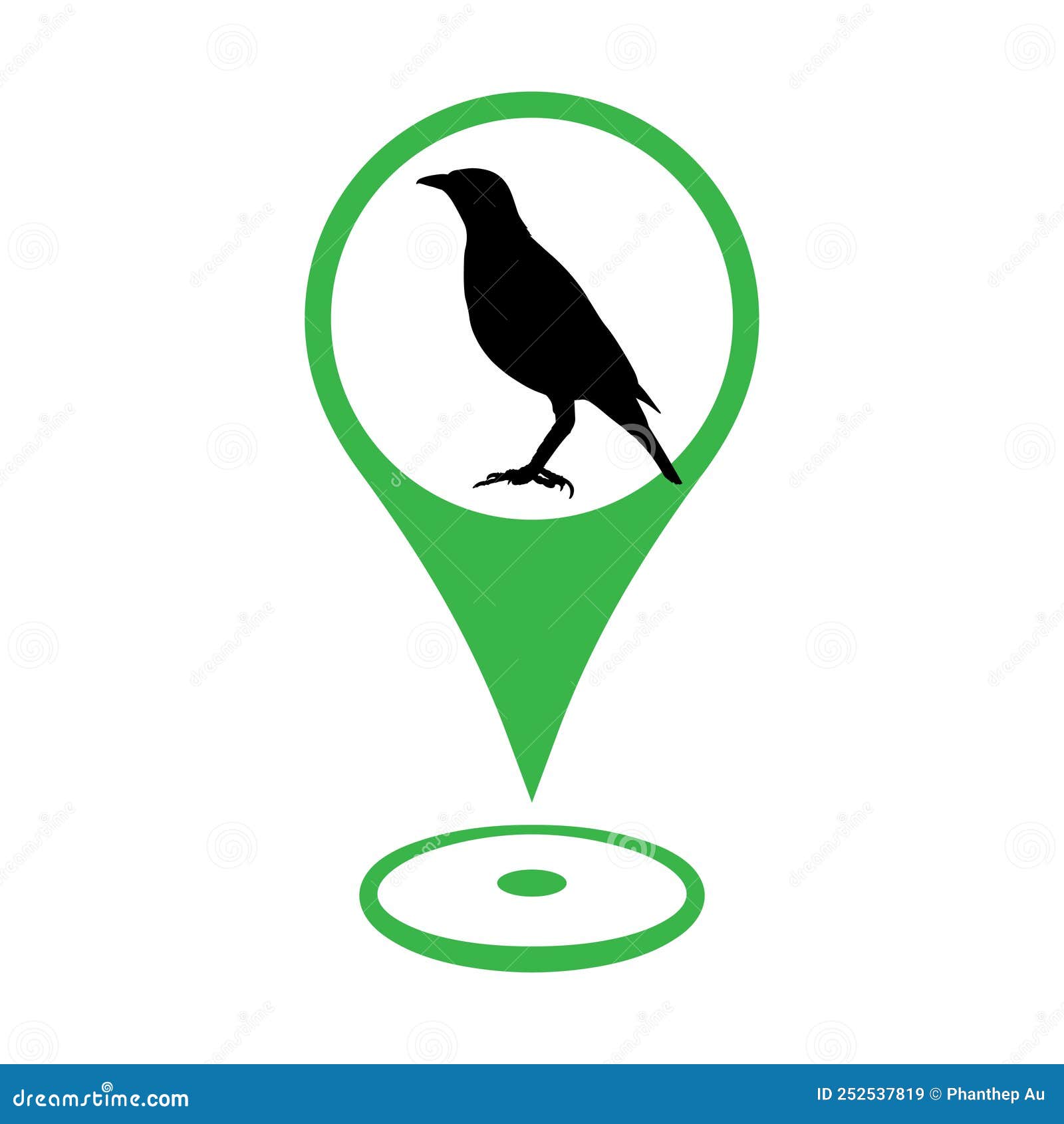 Silhouette of a Bird on a Location Marker, Vector Stock Vector ...