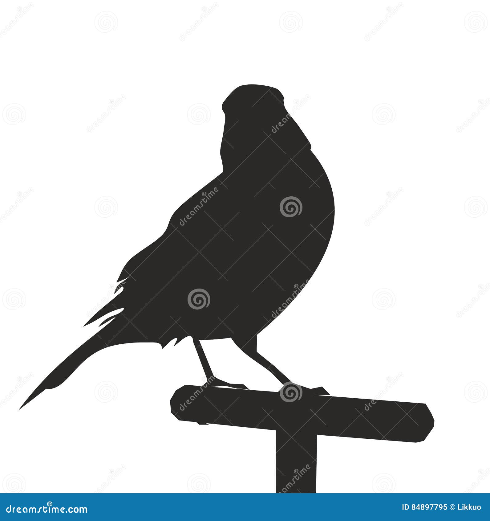 Perched Crow Silhouette