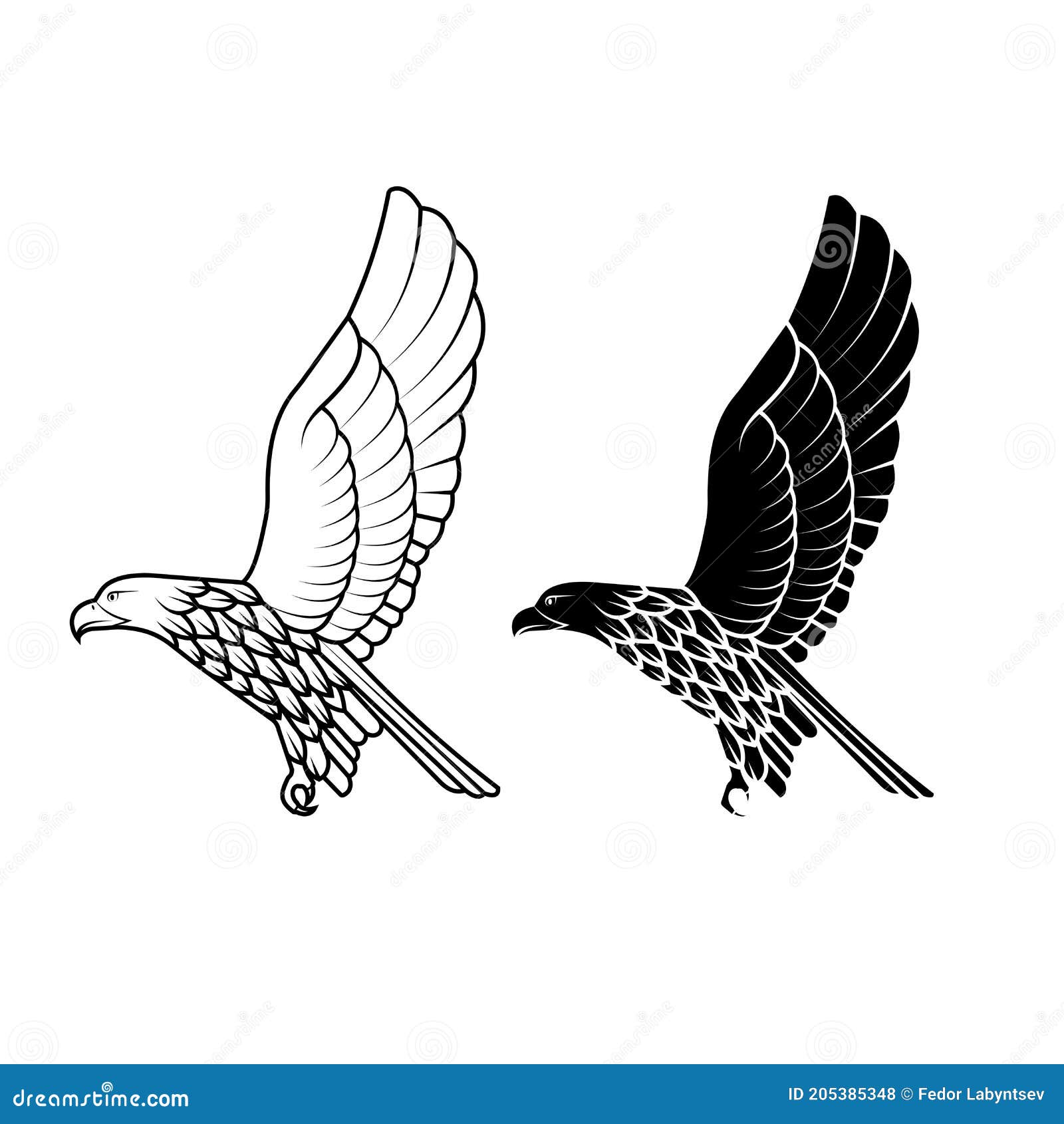 Silhouette of a Bird of Prey Vector Illustration Stock Vector ...