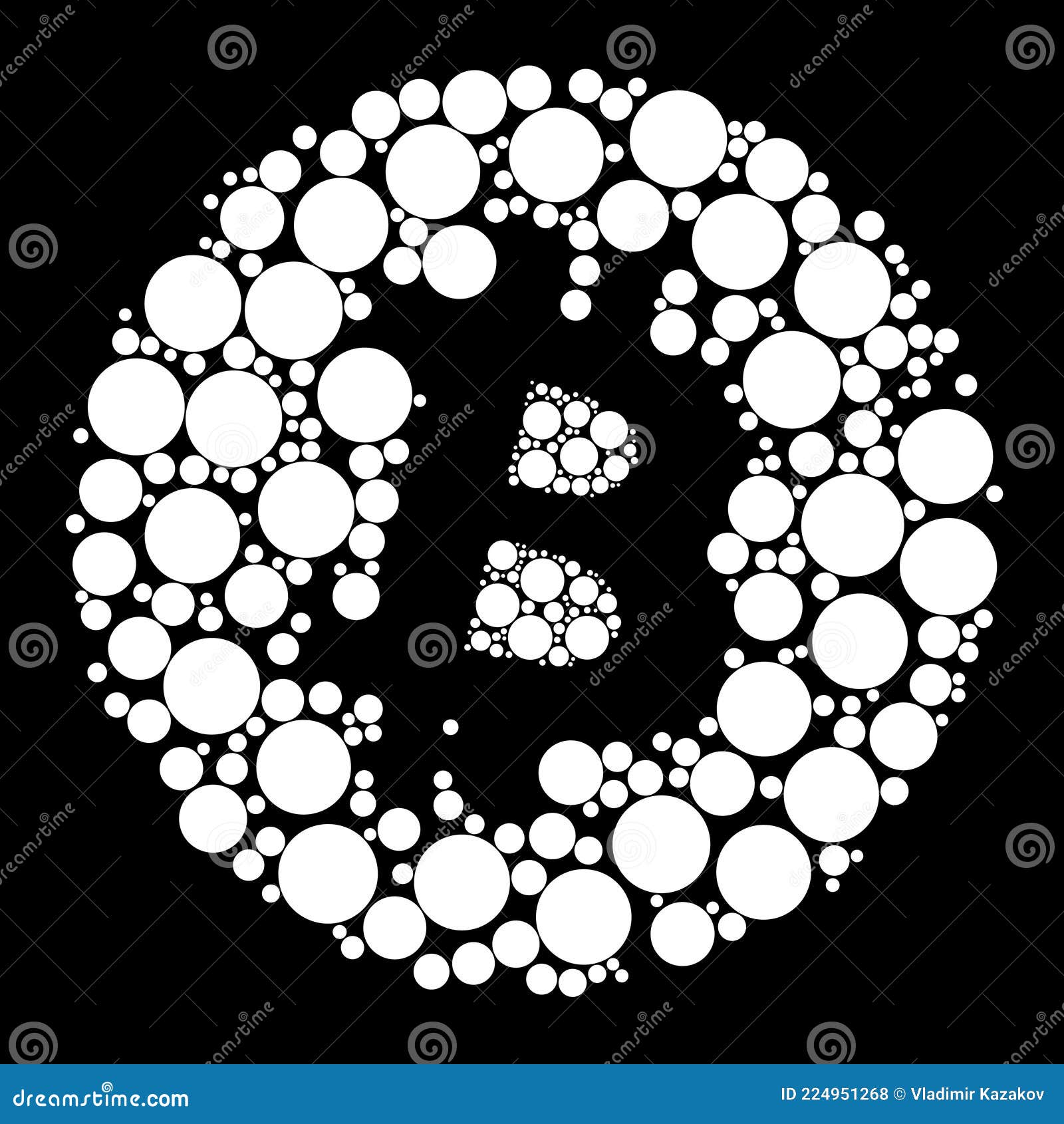 Silhouette Bitcoin BTC Token Symbol in Circle Filled with Circles on ...