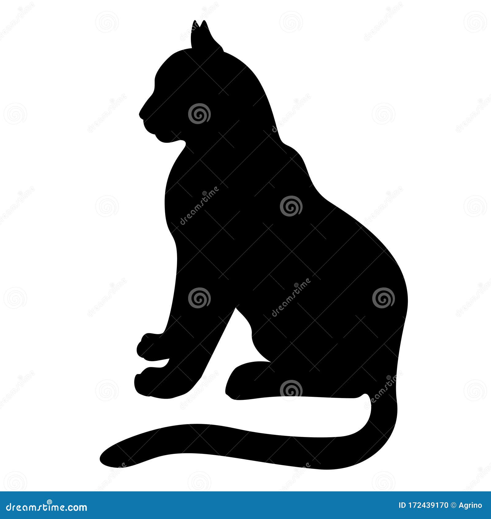 Silhouette of a Black Cat Sitting Stock Vector - Illustration of claws ...