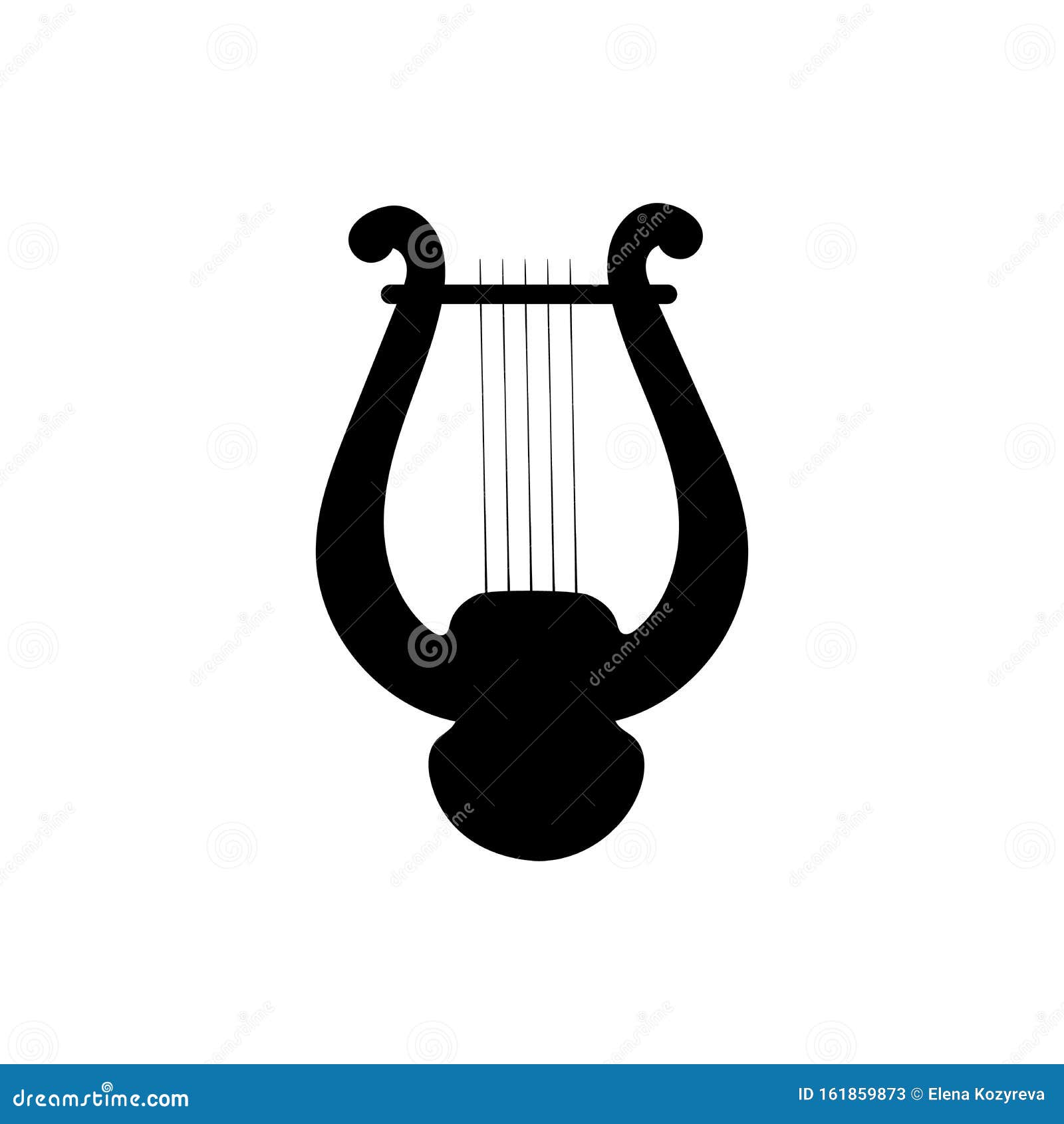 Ancient Lyre Isolated On White Background. Vector Cartoon Close-up ...