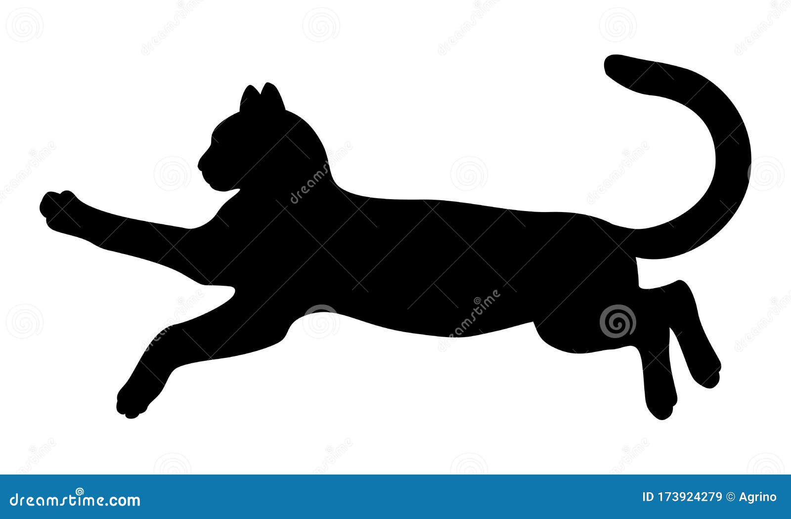 Silhouette of a Black Jumping Cat Stock Vector - Illustration of tail ...