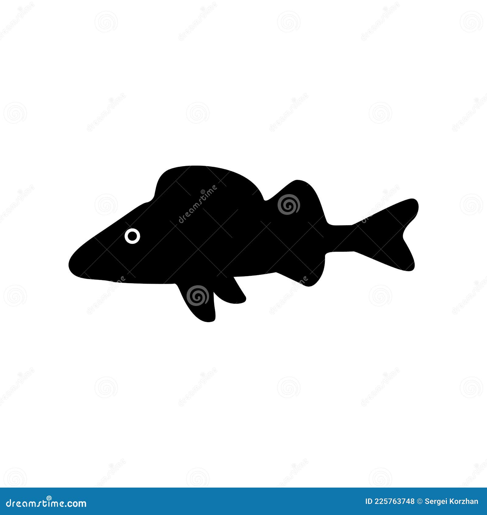 The Silhouette of a Black Perch on a White Background. Stock Vector ...