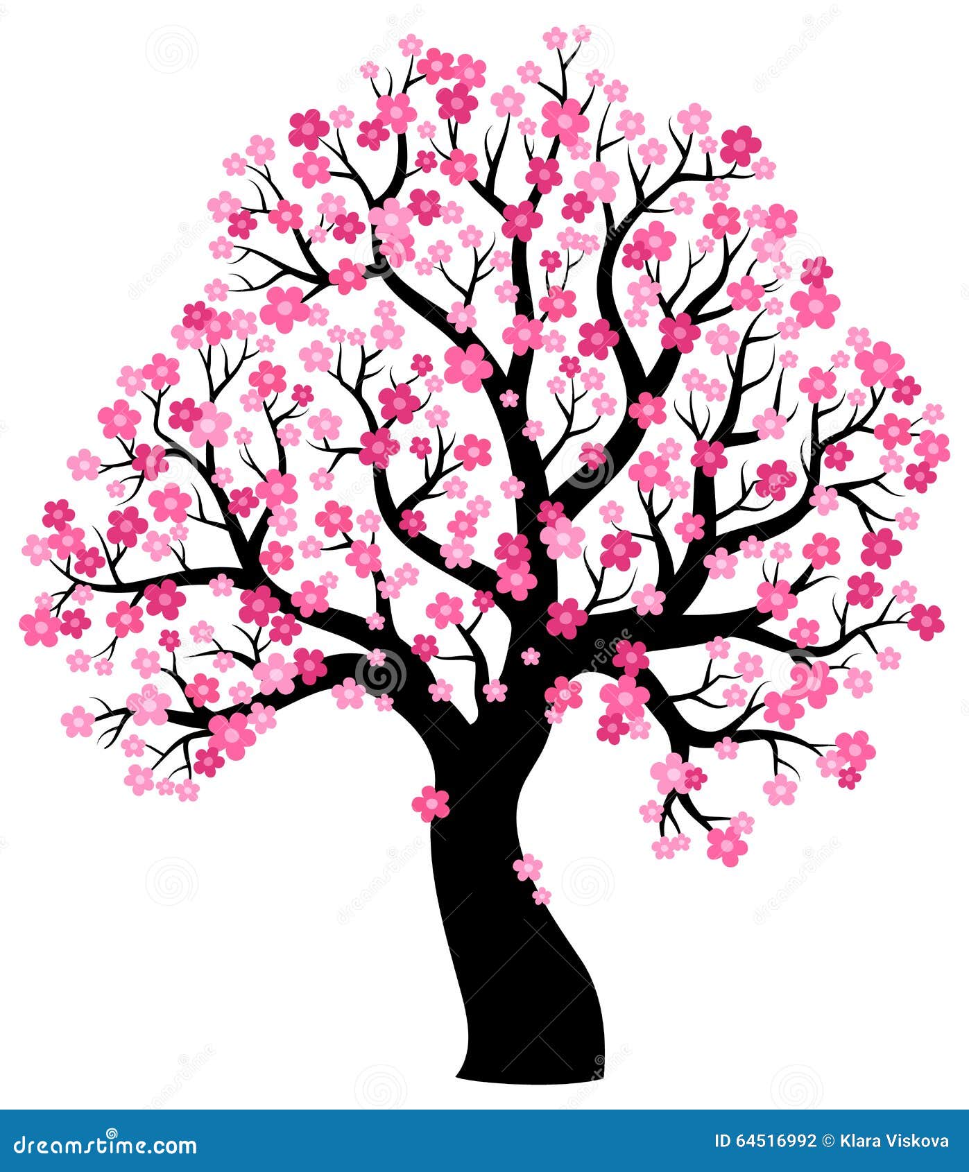 Silhouette of Blooming Tree Theme 1 Stock Vector - Illustration of ...