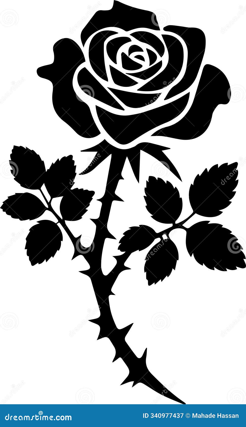 Silhouette of a Blossom Rose and a Nice Victor Flowers Stock ...