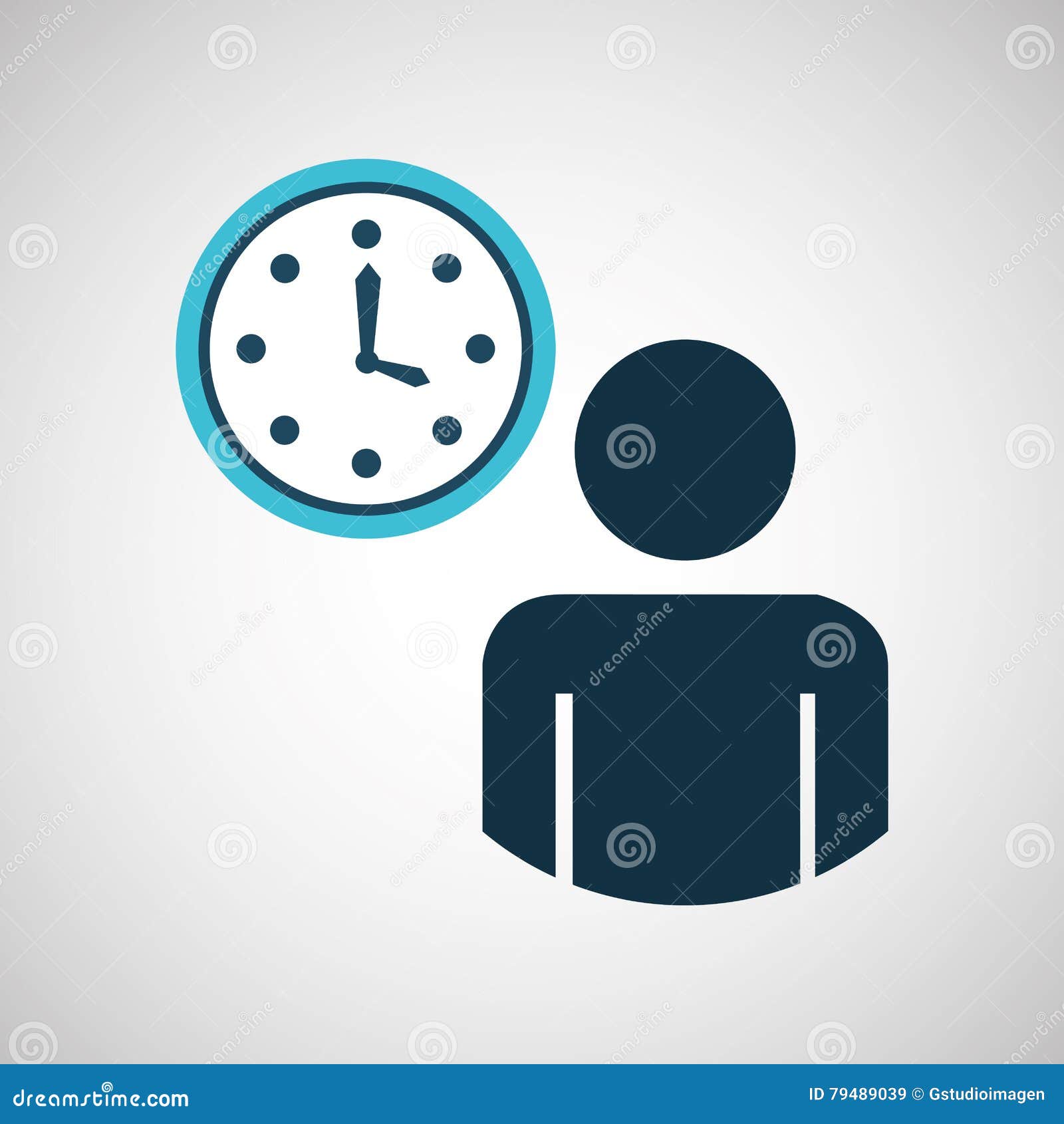 Silhouette Blue Man Clock Watch Time Design Icon Stock Illustration ...