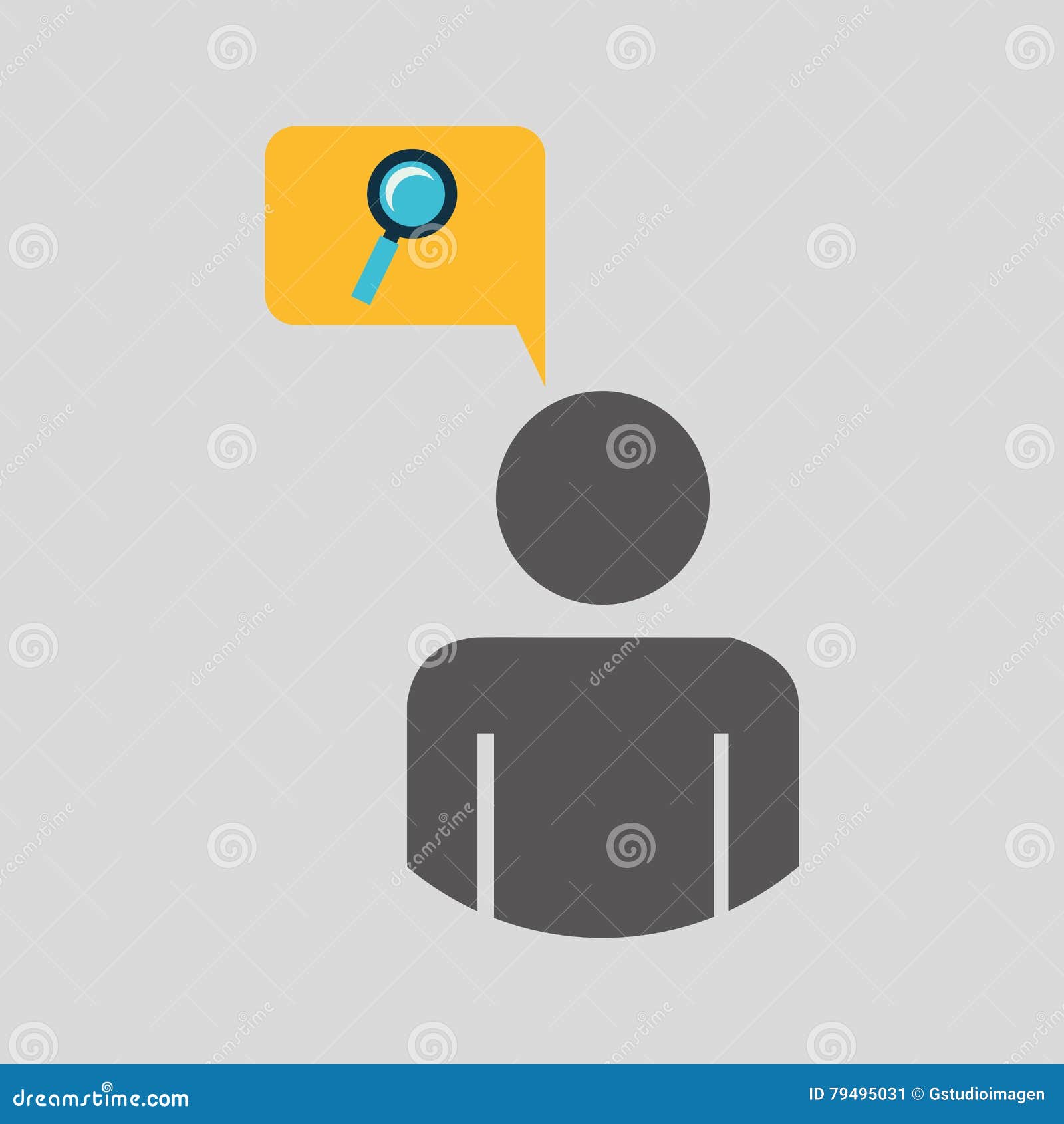 Silhouette Blue Man Search Look Design Icon Stock Illustration ...