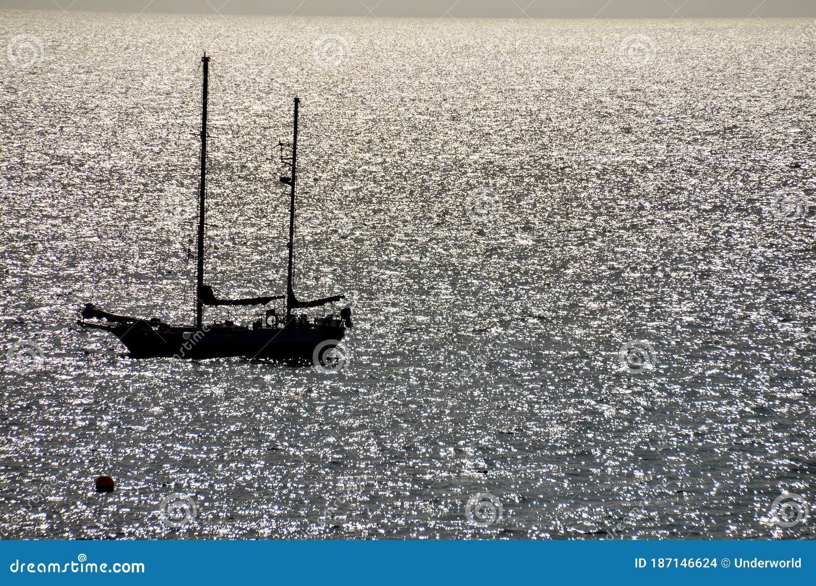 Silhouette Boat in the Ocean Stock Photo - Image of silhouette, sailing ...