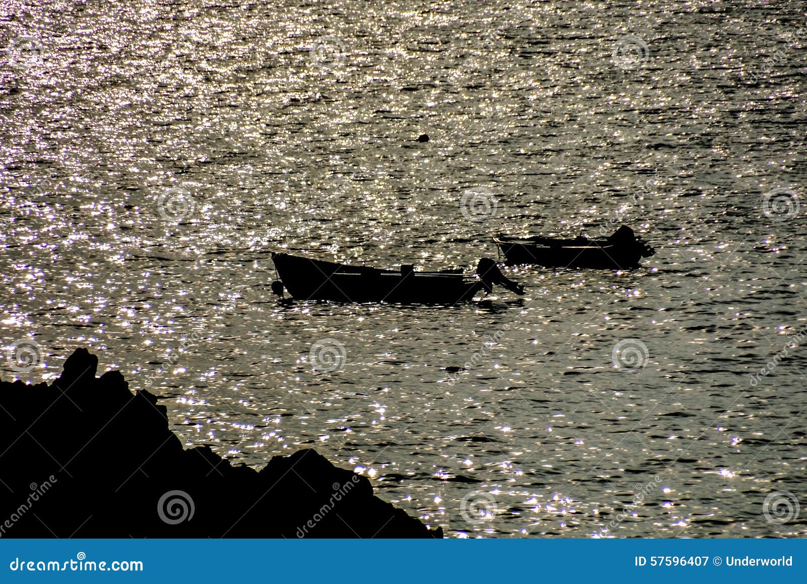 Silhouette Boat in the Ocean Stock Image - Image of landscape, ship ...