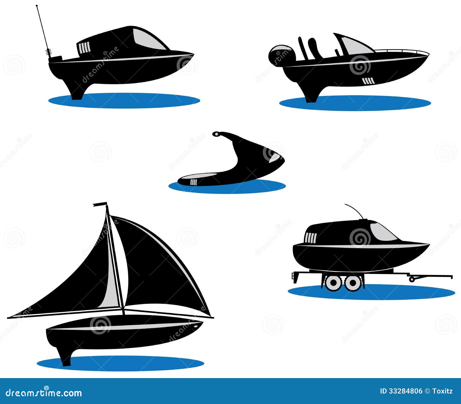 Silhouette Of Boats And Trees On A River Scene Illustration ...