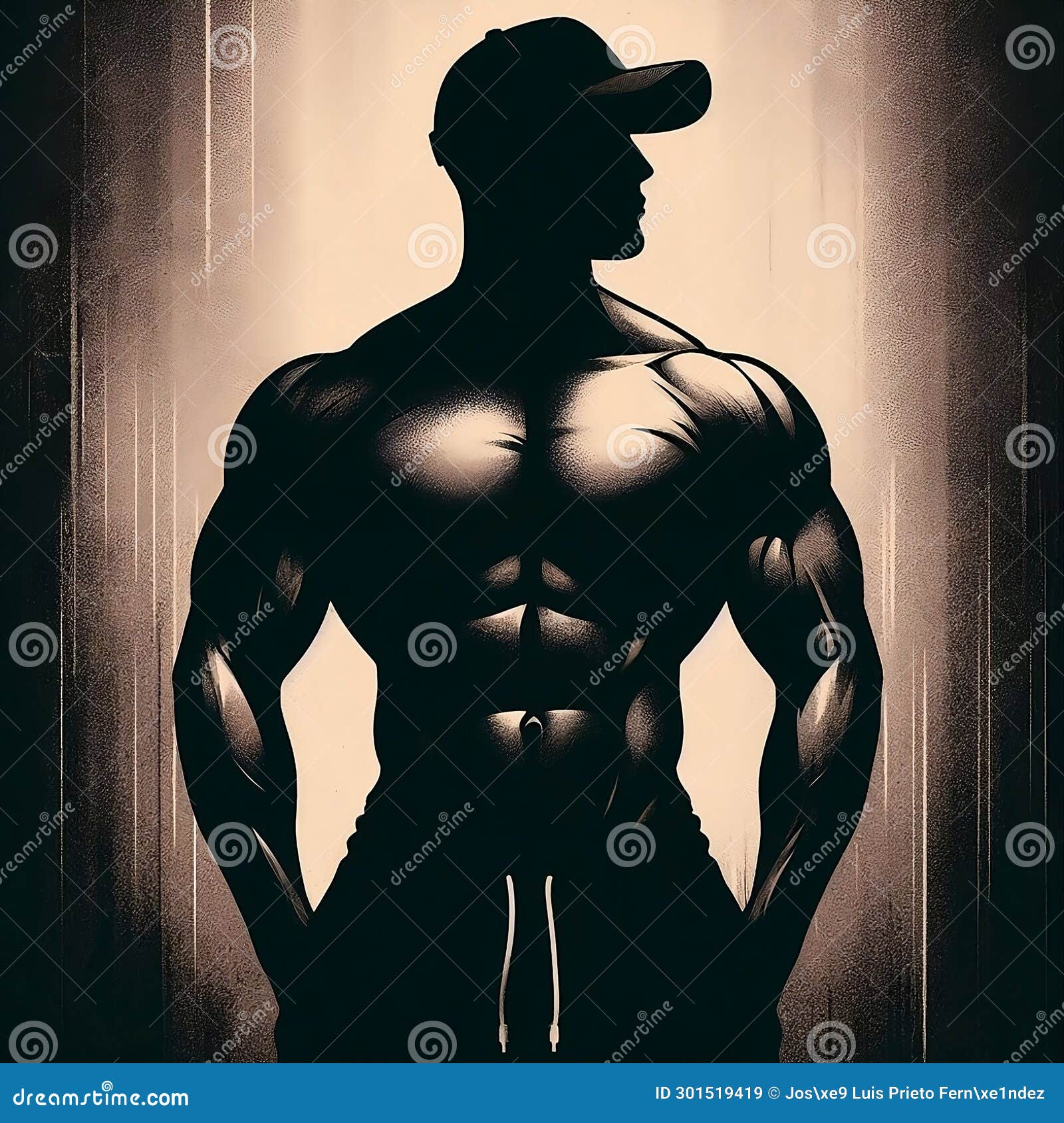 Silhouette of a Bodybuilder with a Cap Stock Illustration ...