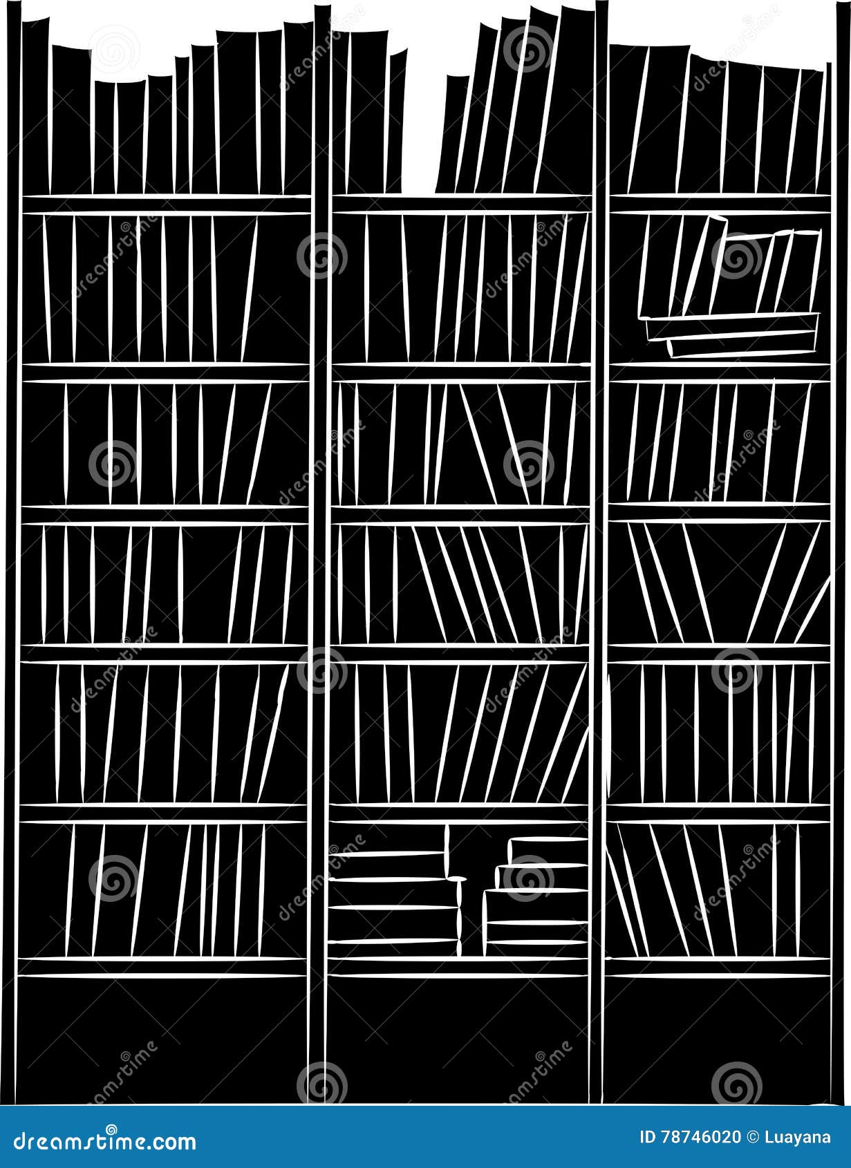 Silhouette of bookshelf stock vector. Illustration of silhouette - 78746020