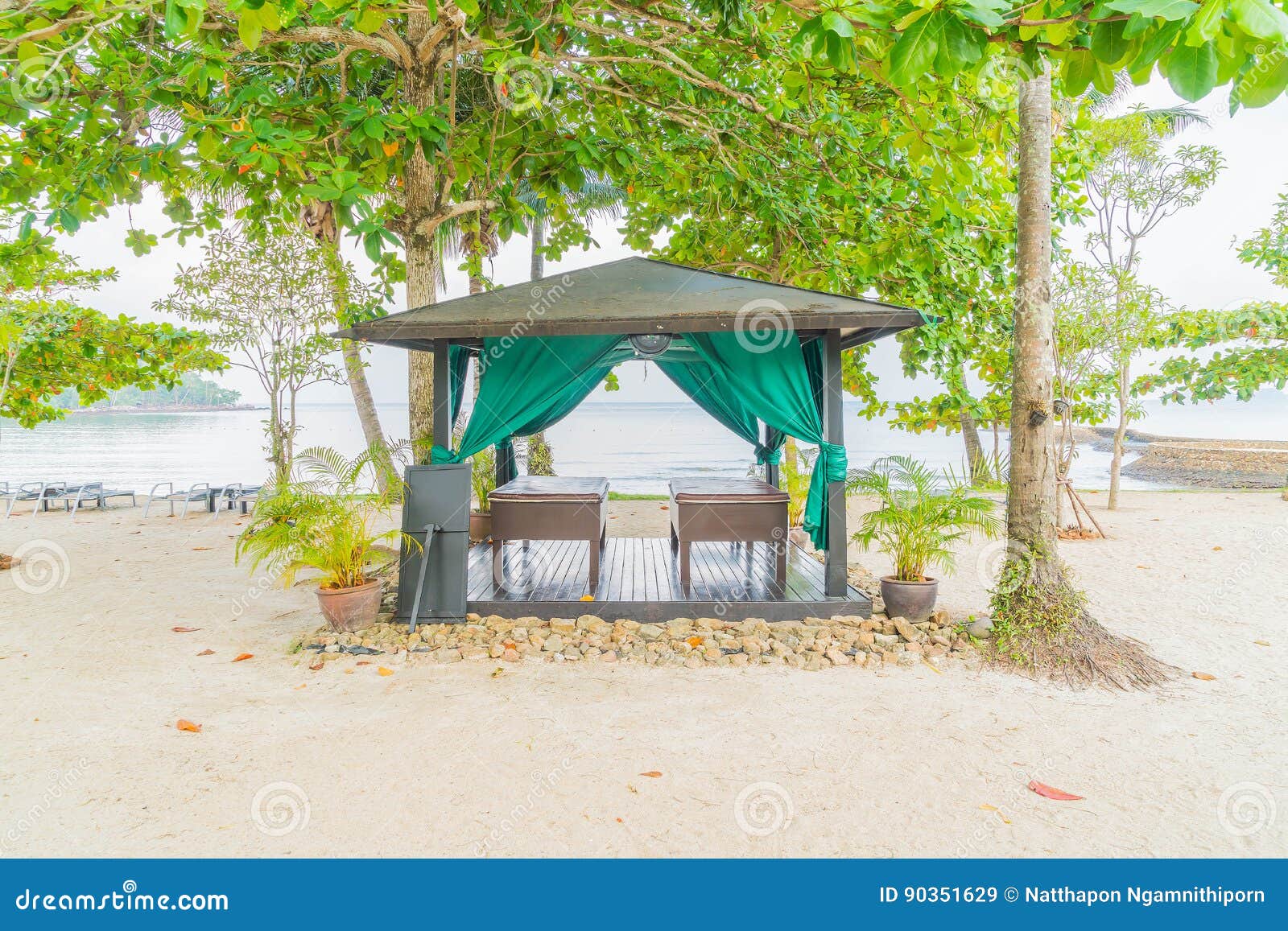 Silhouette Bower on the Beach Stock Image - Image of resort, panorama ...