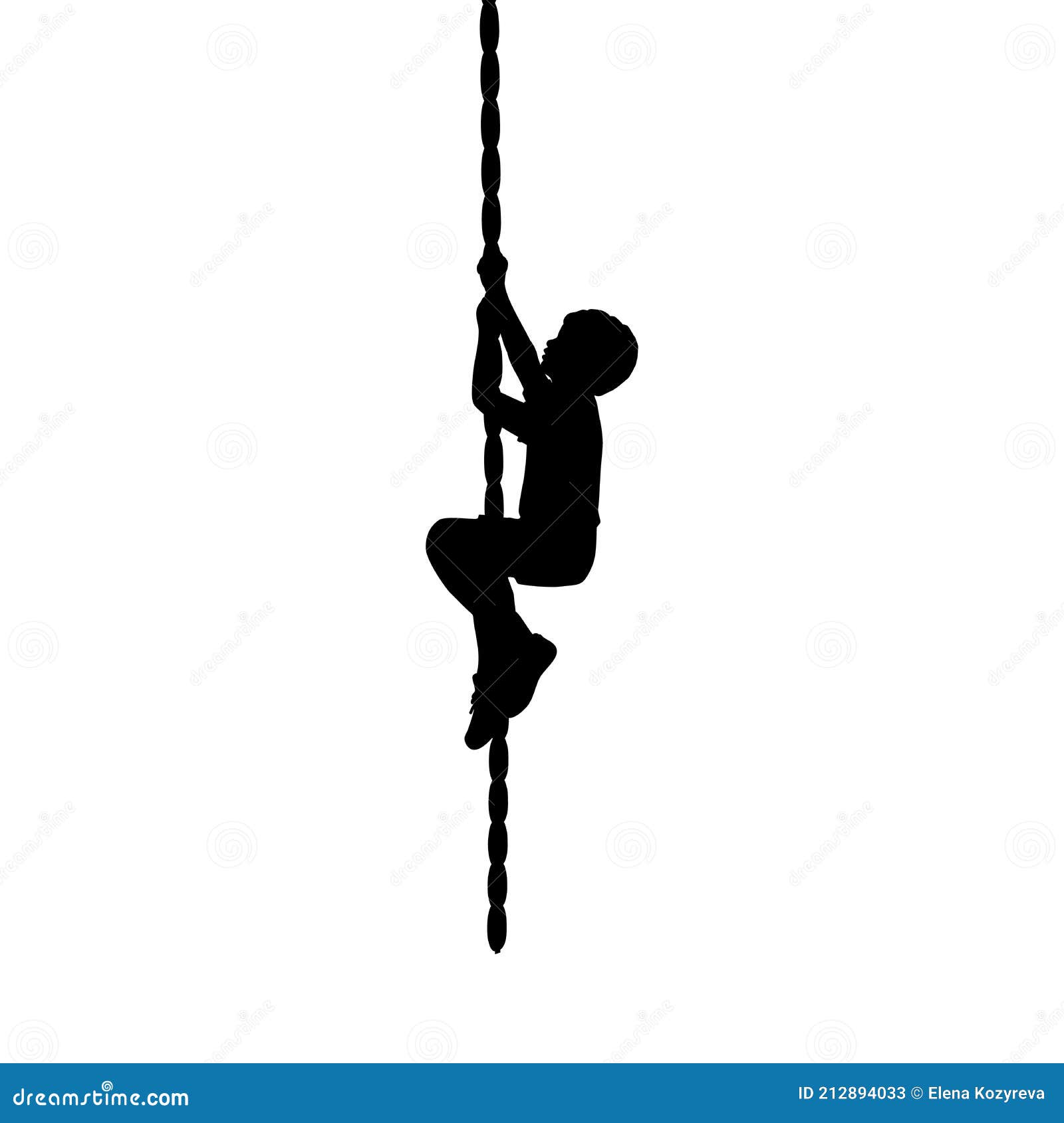 Silhouette Boy Climb Up the Rope Stock Vector - Illustration of athlete ...