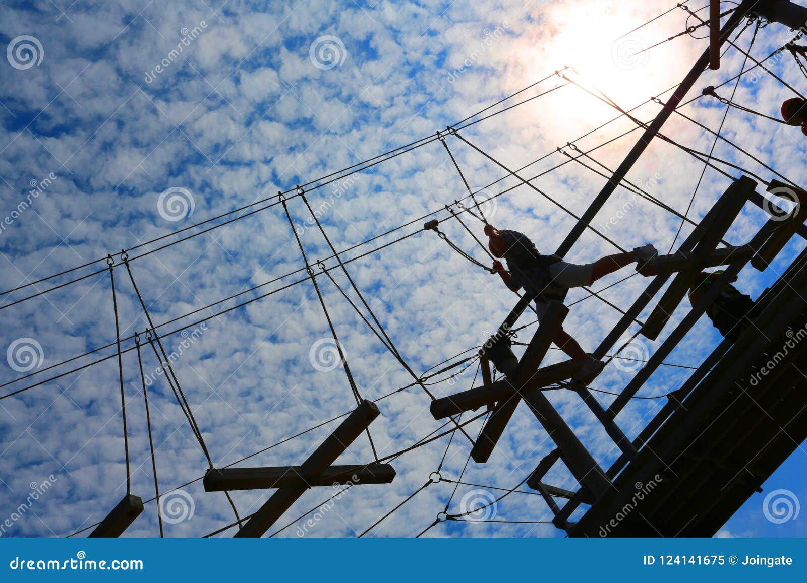 High Ropes Challenge Course Stock Image - Image of preparing, overcome ...