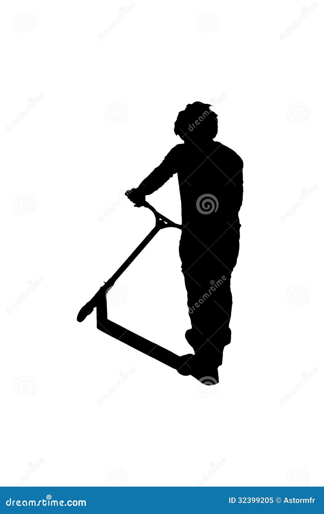 Silhouette of a Boy with His Scooter Stock Illustration - Illustration ...