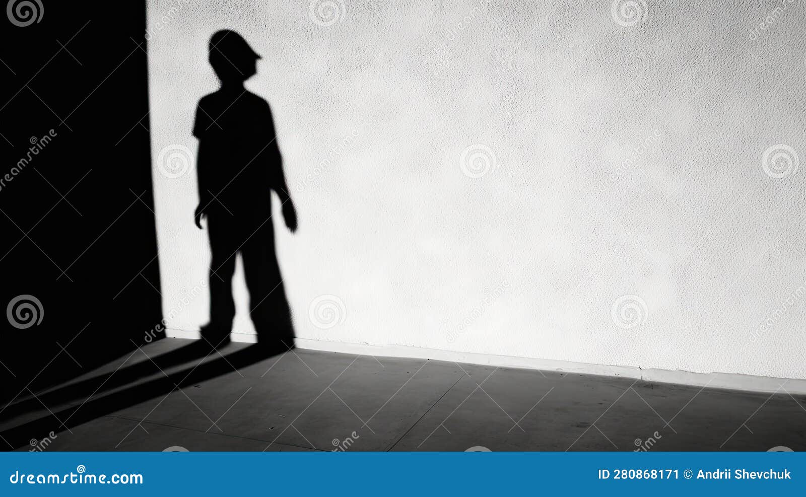 Silhouette of a Boy Shadow in Front of a Wall. Generative AI Stock ...