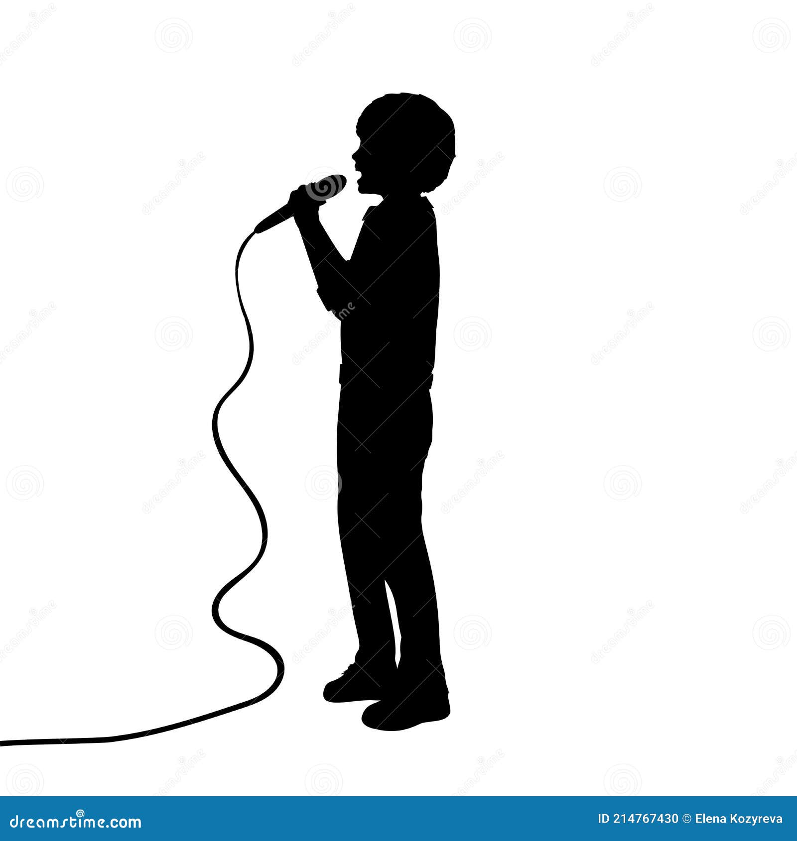 Silhouette Boy Singing into a Microphone Stock Vector - Illustration of ...