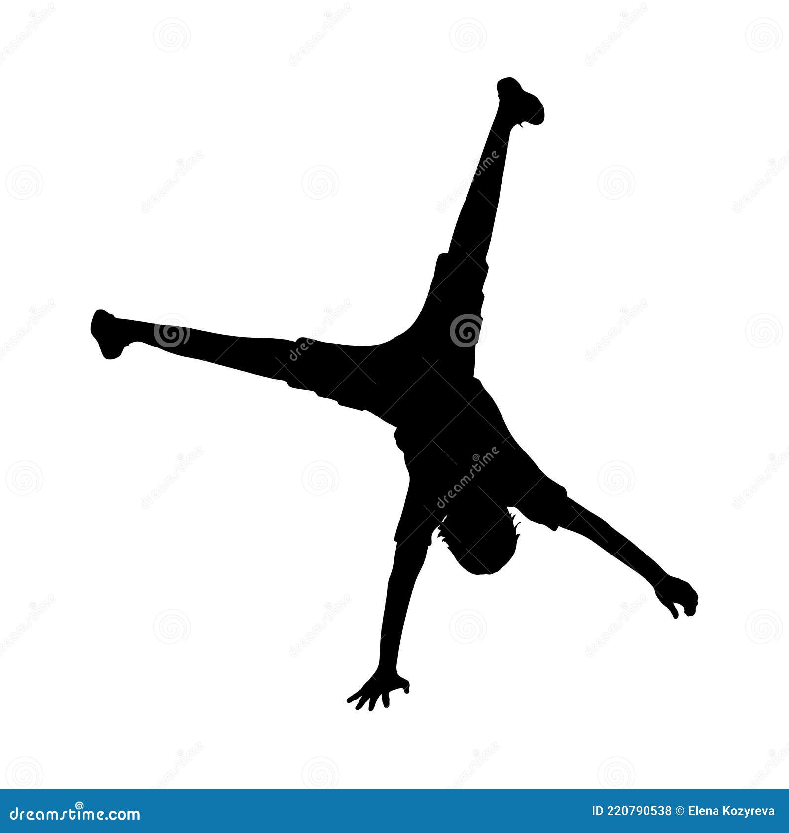 Silhouette Boy Standing on His One Hand Handstand. Stock Vector ...