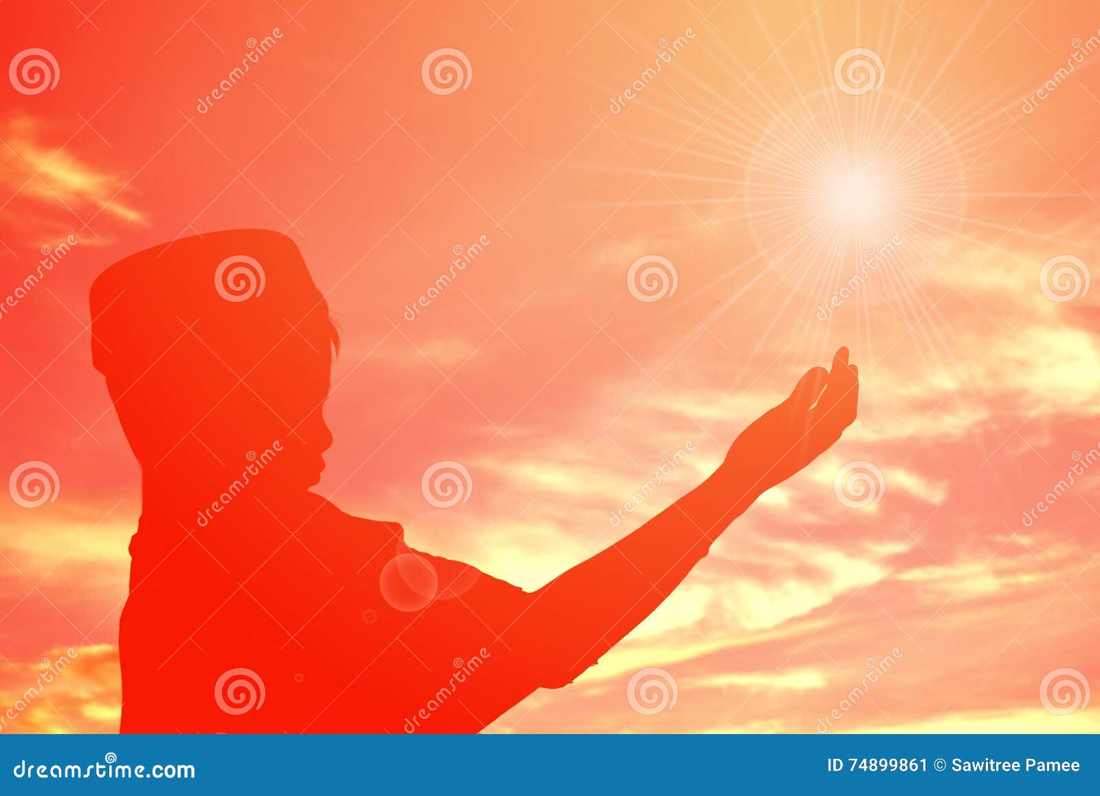 Silhouette of a Boy Who Praying Over Stock Image - Image of pray ...
