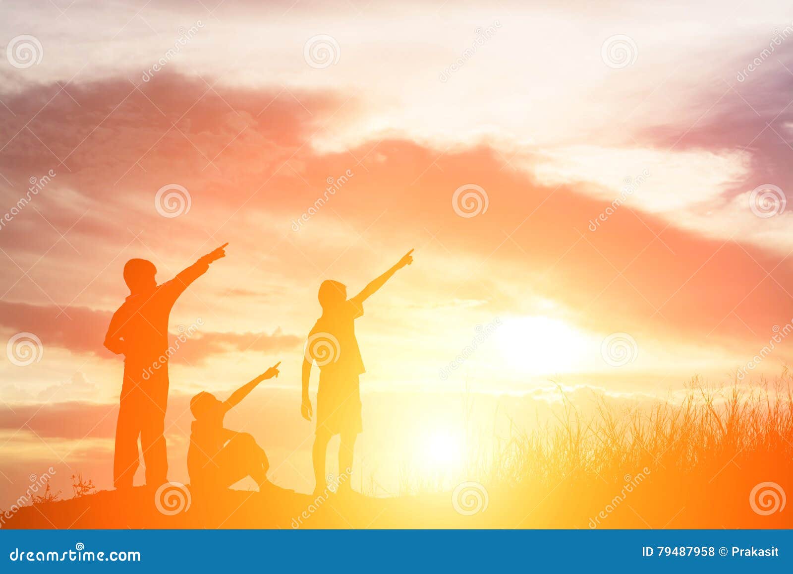 Silhouette of Boys Finger Pointing Looking the Future Stock Photo ...
