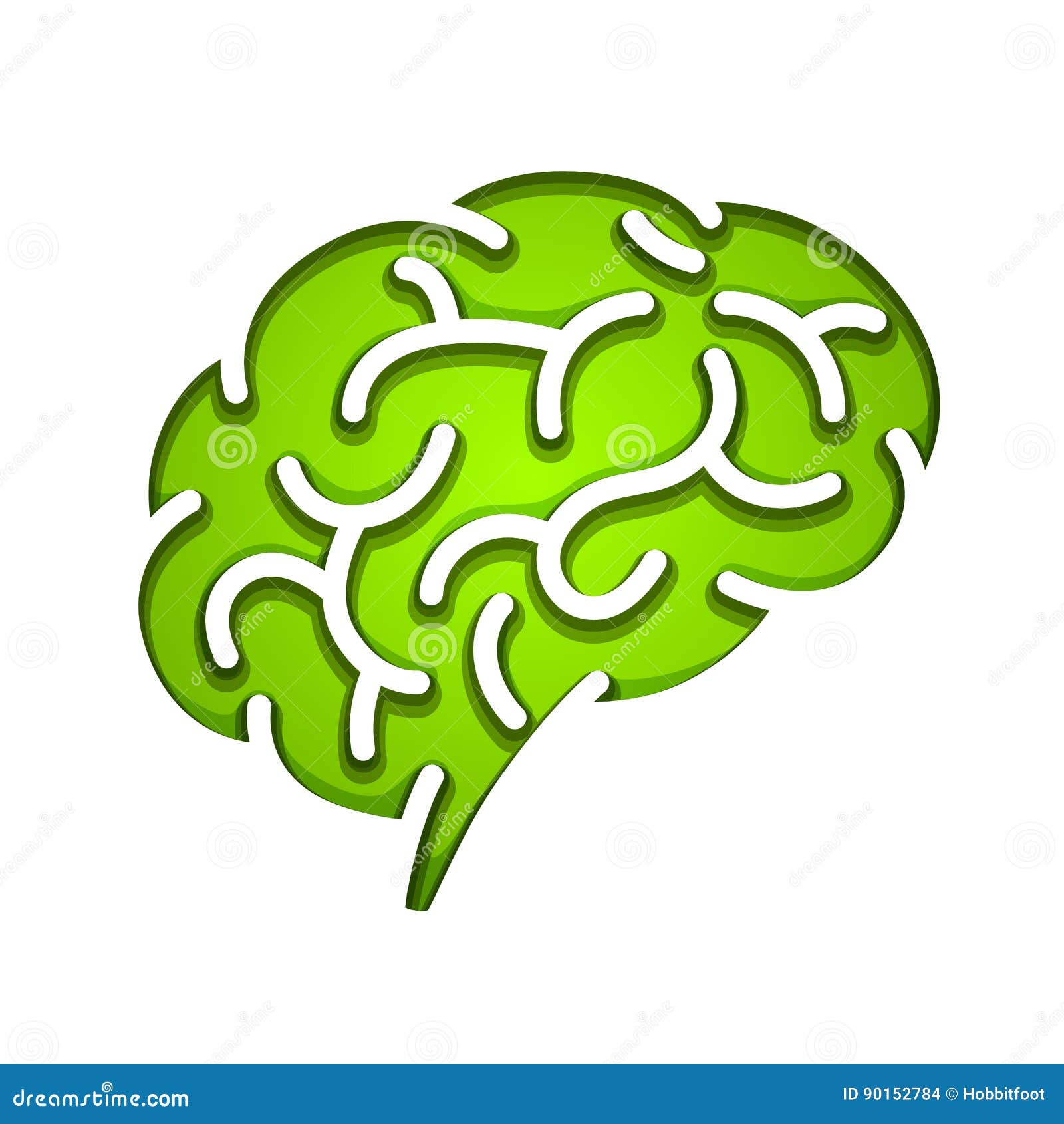 Brain In A Green Tree Shape With Care Hands Mental Logo Cartoon Vector ...