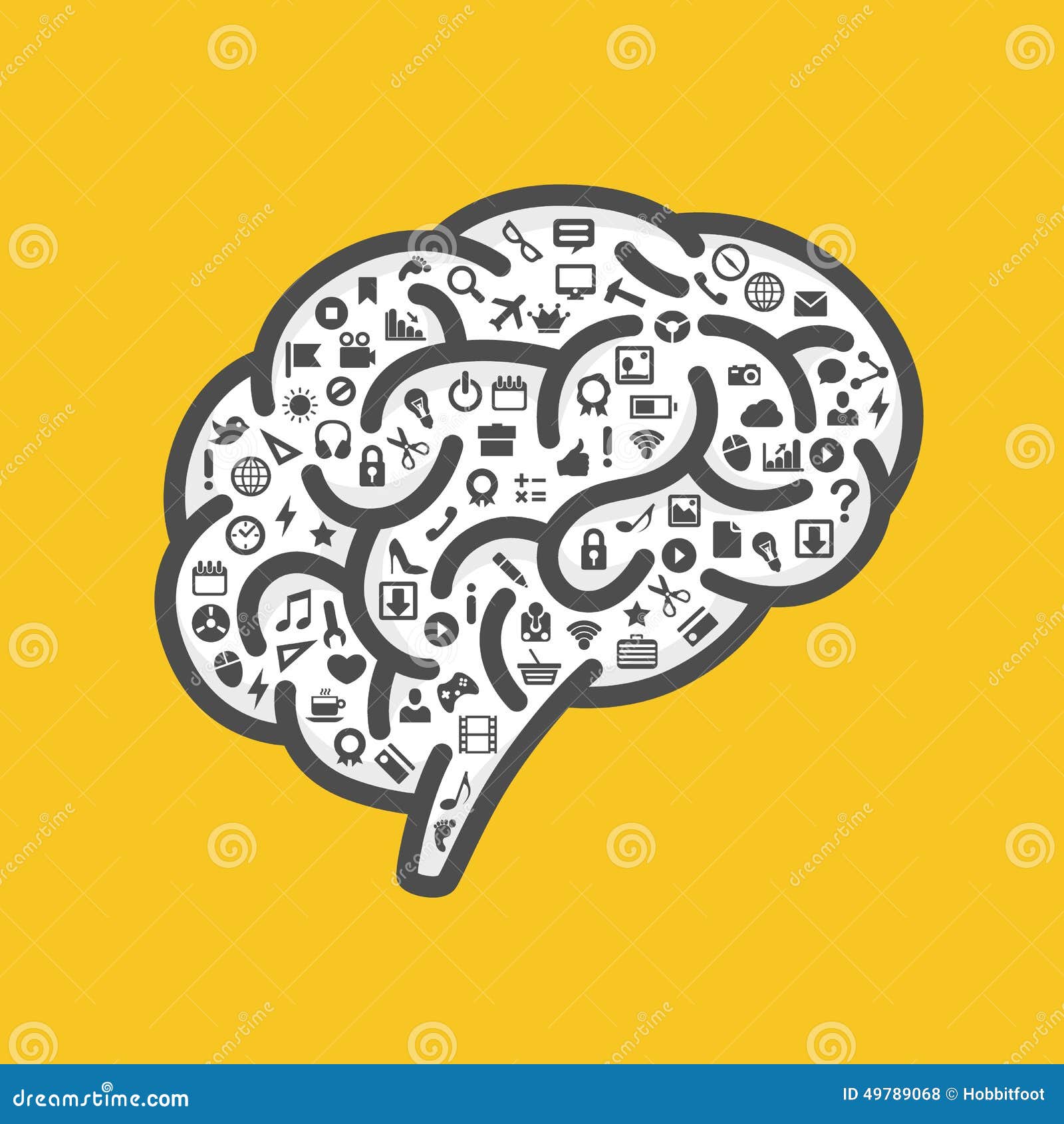 Silhouette Man With Brain Circuits Vector Illustration | CartoonDealer ...