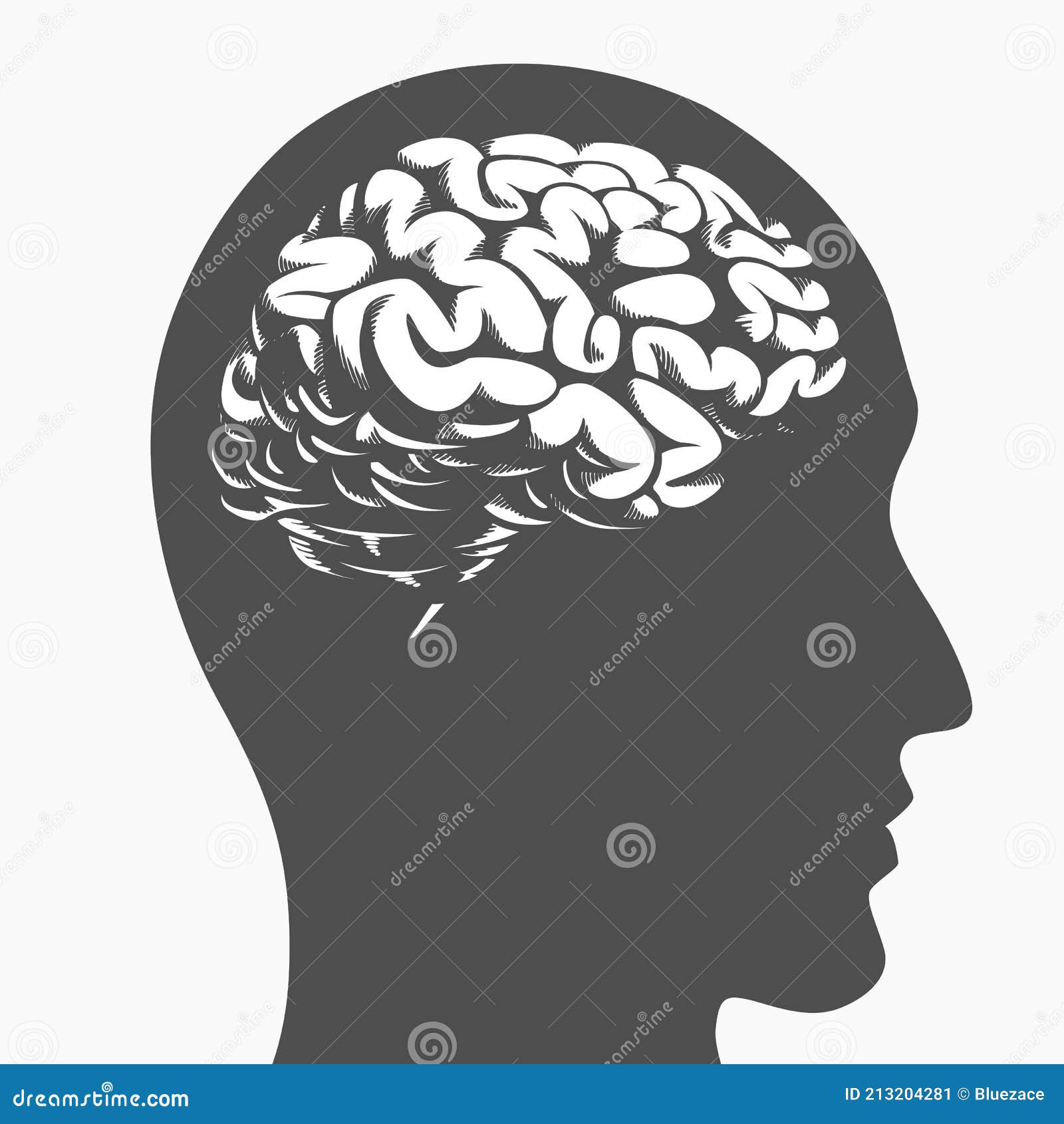Silhouette Brain Inside Human Head Side Profile Stock Vector ...