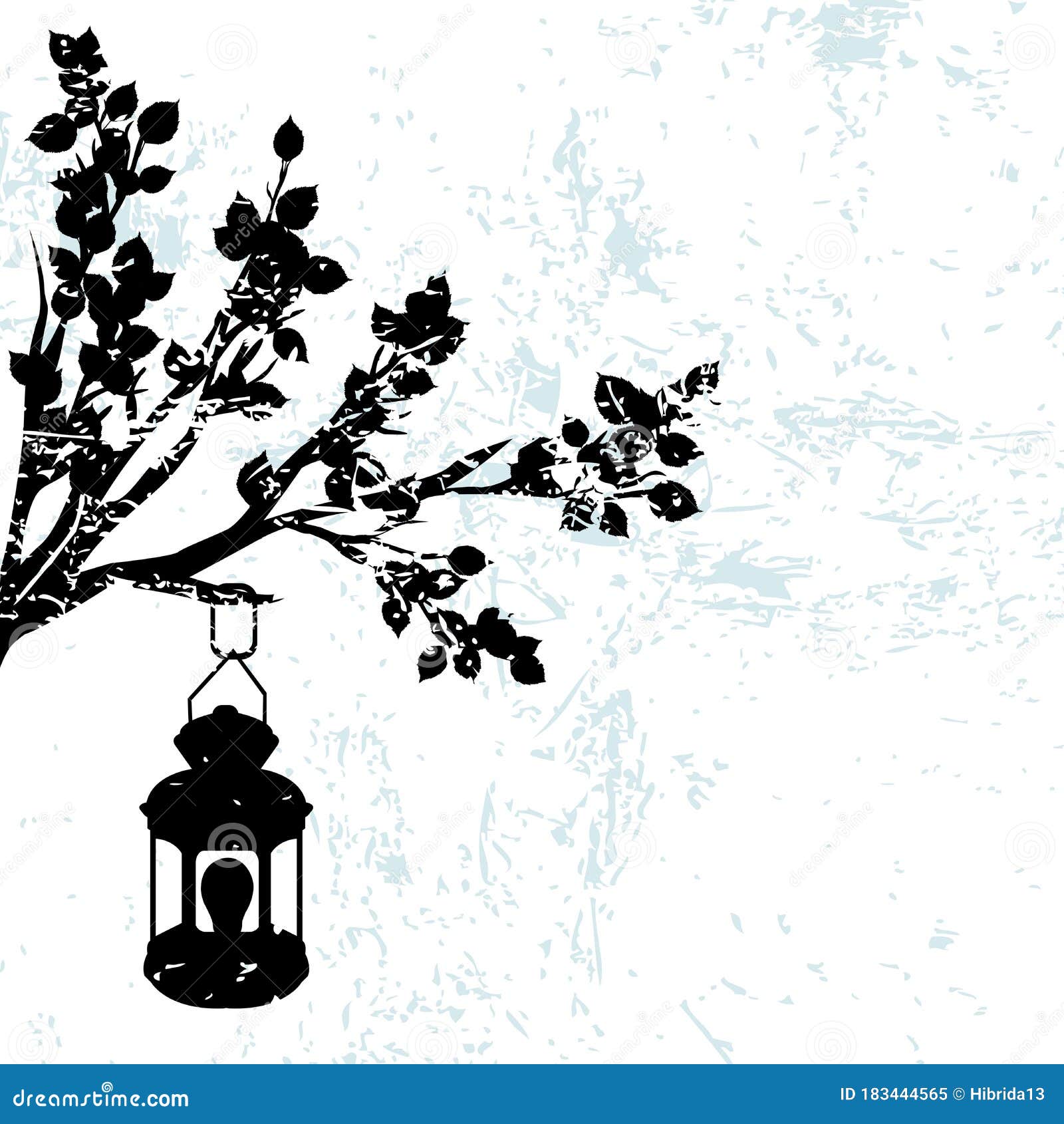 Silhouette of a Branch of Tree with Street Light Stock Vector ...