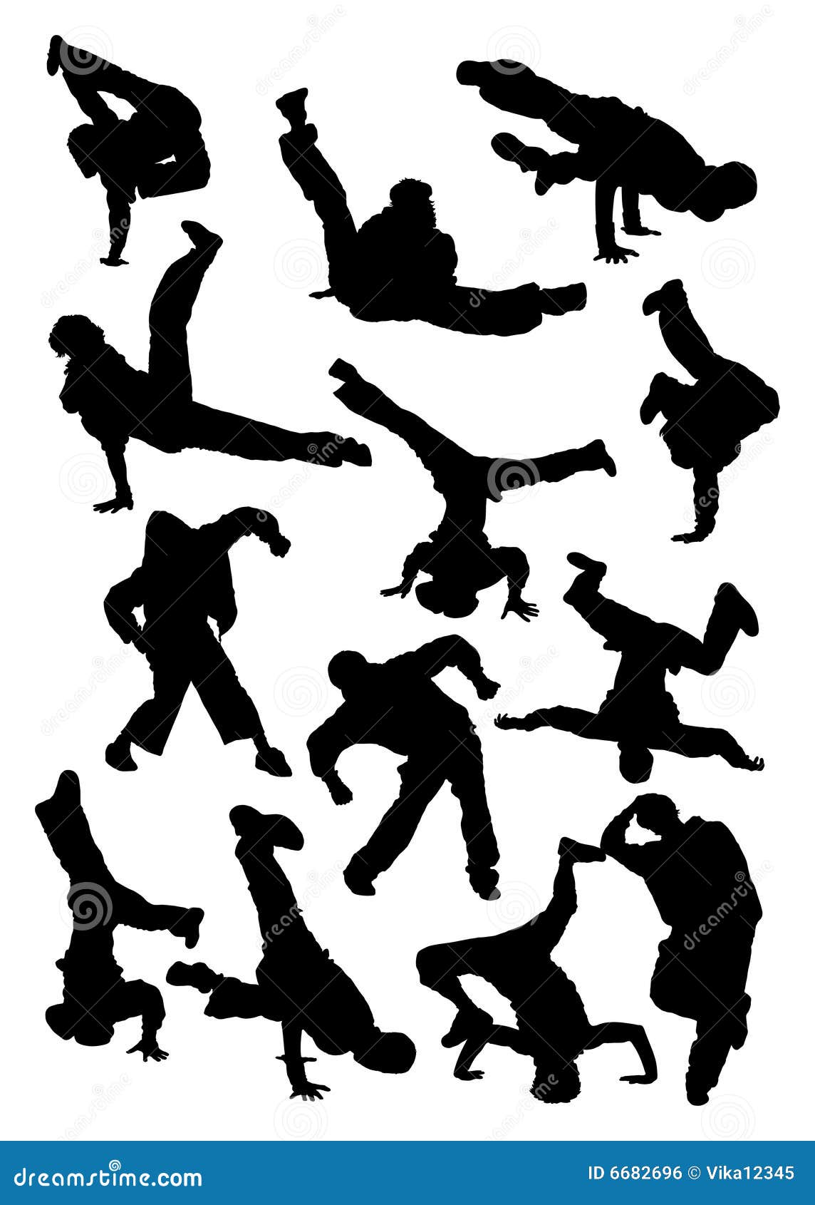 Silhouette of breakdancer stock vector. Illustration of music - 6682696