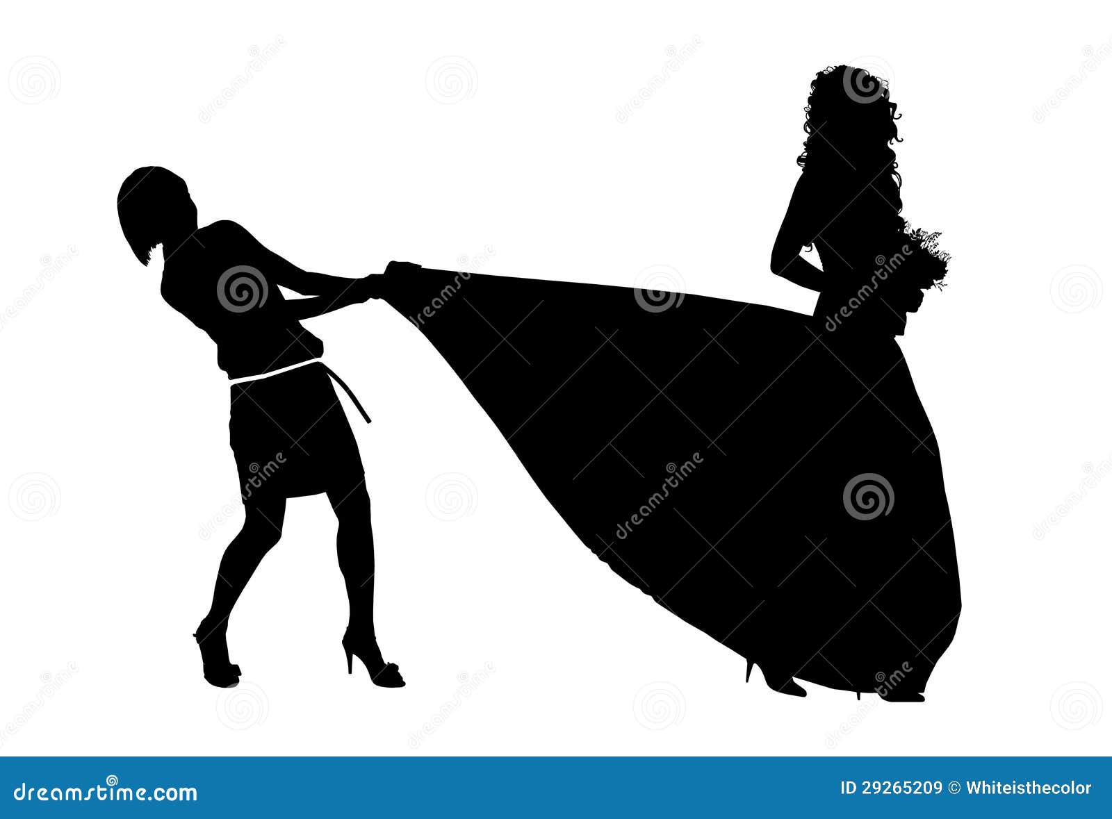 Silhouette of a Bride and Her Jealous Bridemaid Stock Illustration ...