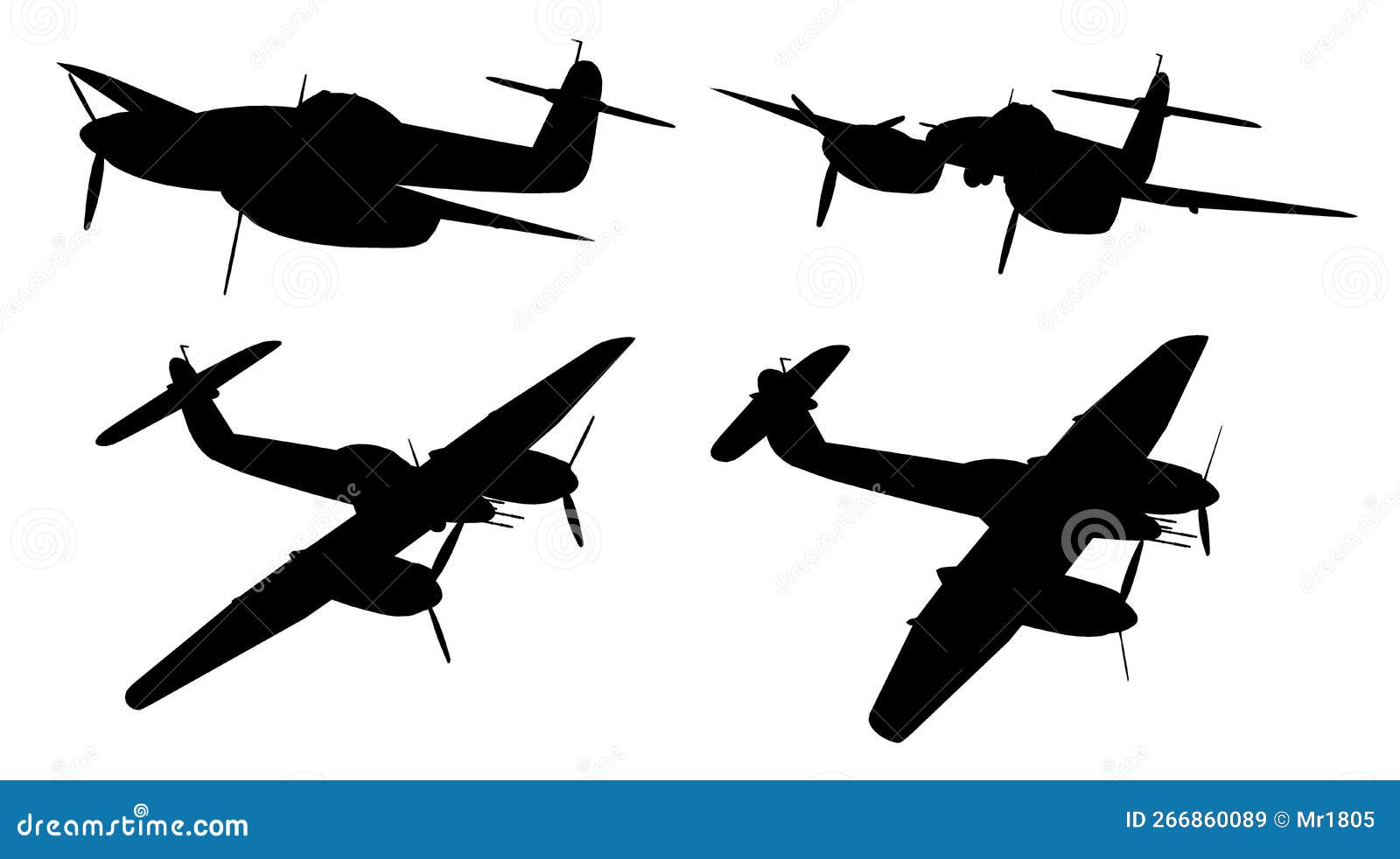 Silhouette with a British Fighter Plane of World War II Stock Illustration - Illustration of ...