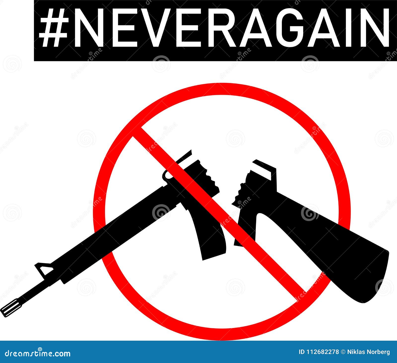 Silhouette of Broken Assault Rifle with Red Sign Over it and the Text ...