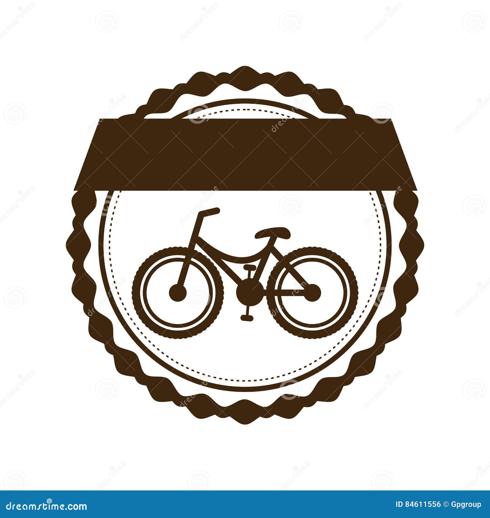 Silhouette Brown of Bicycle in Round Frame with Label Stock Vector ...