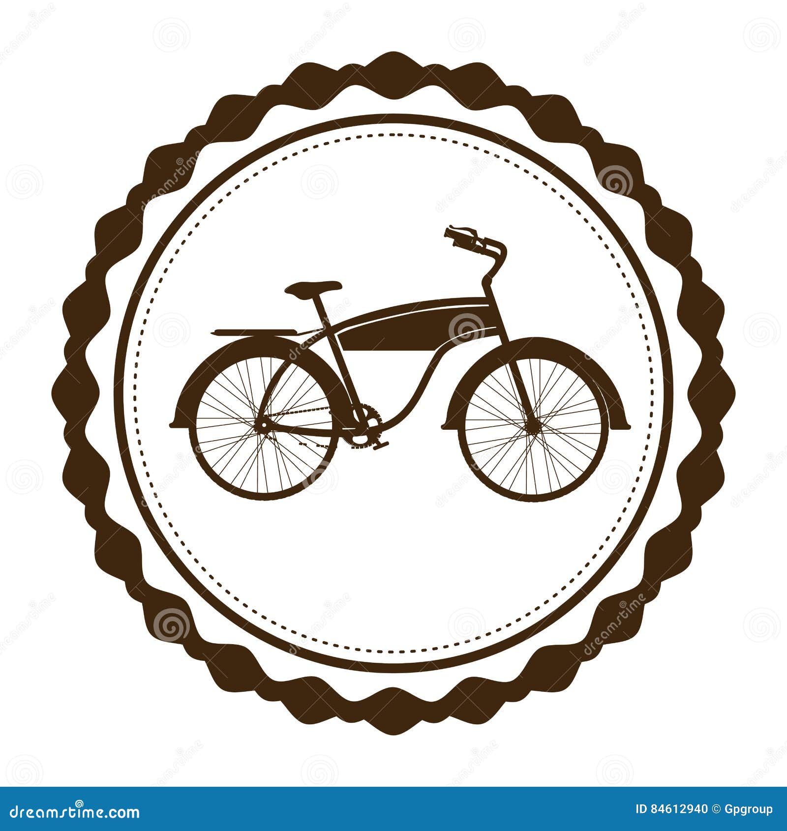 Silhouette Brown of Classic Bicycle in Round Frame Stock Vector ...