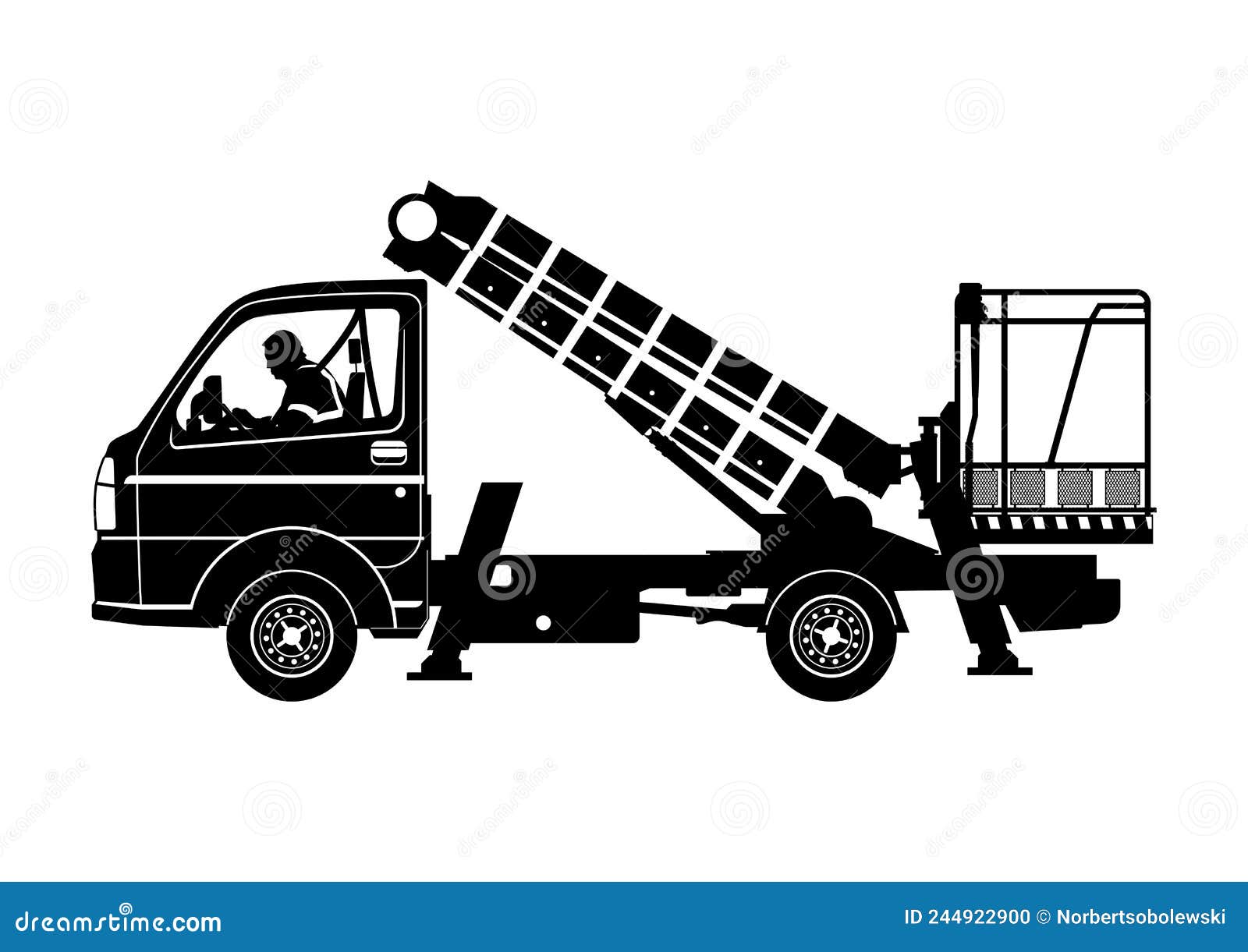 Silhouette Of Bucket Truck. Vector Illustration | CartoonDealer.com ...