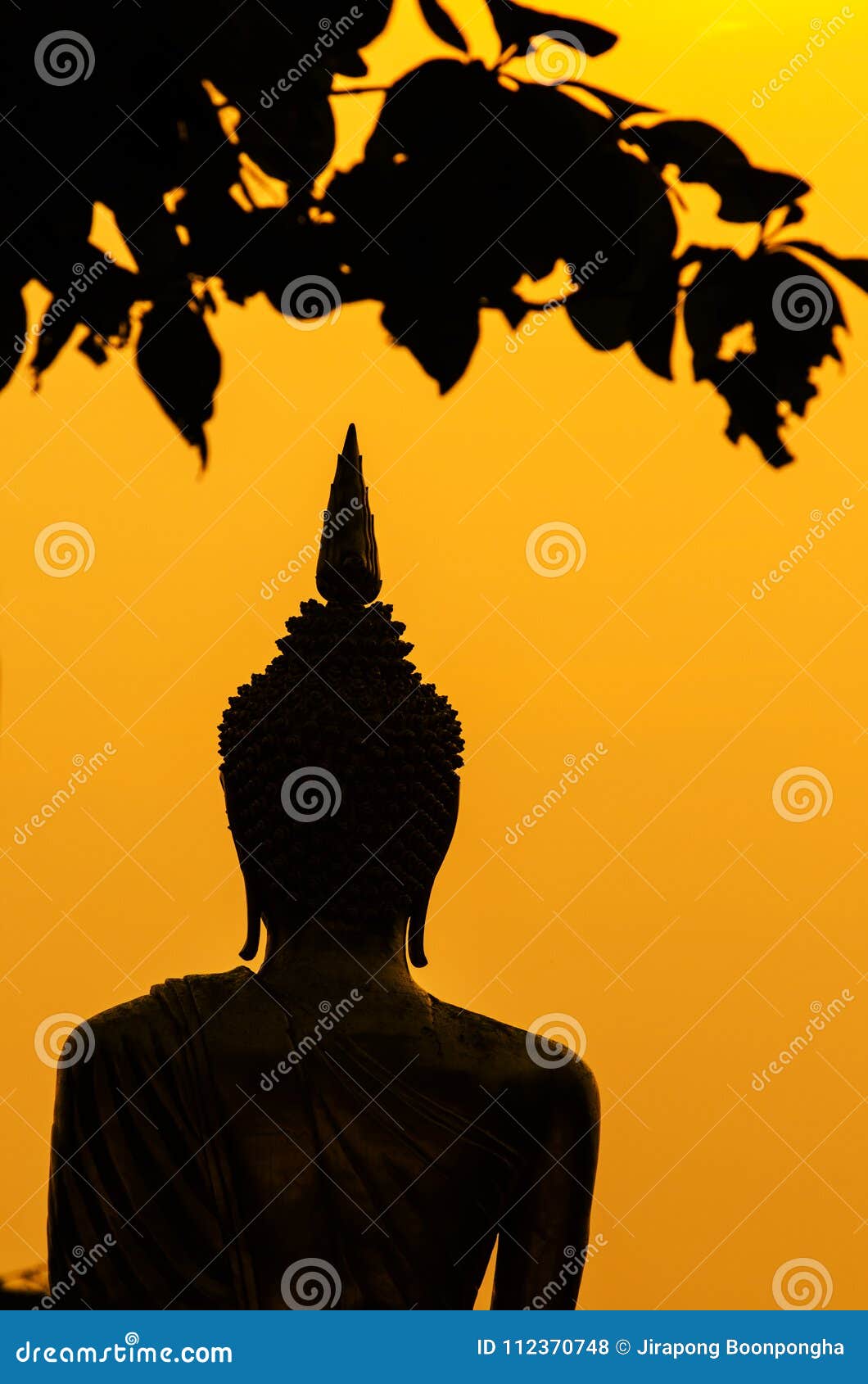 Silhouette of Buddha Statue in Sunset Stock Photo - Image of respect ...