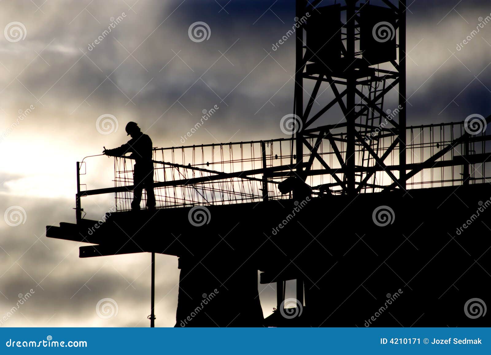 Silhouette of builder stock image. Image of building, crane - 4210171