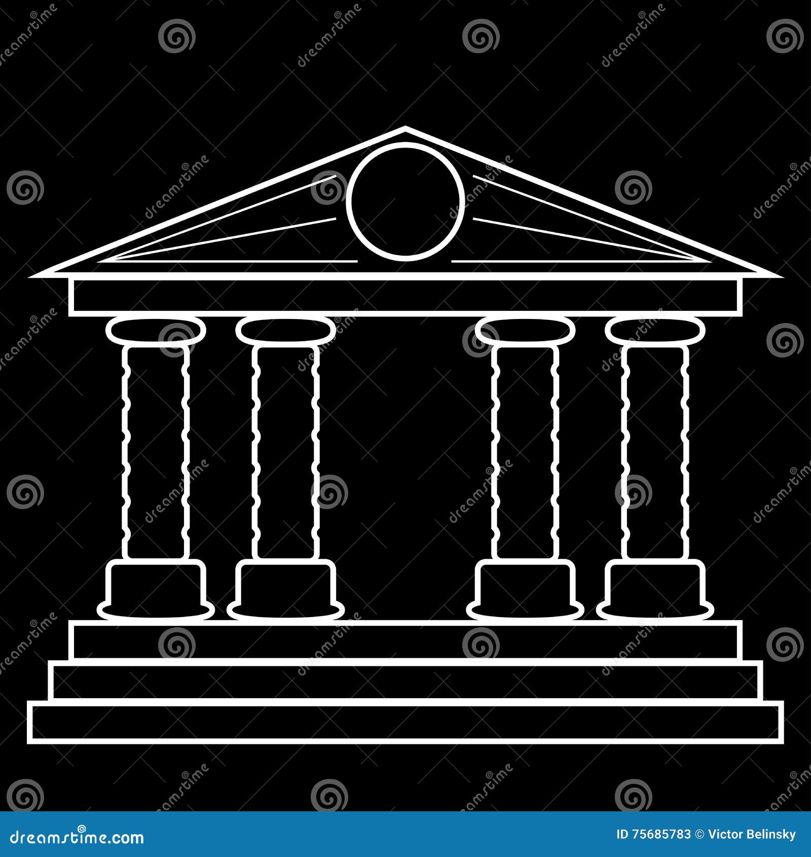 Silhouette of the Building with Four Columns. Blank for Design. Vector ... Silhouette of the Building with Four Columns. Blank for Design. Vector ...